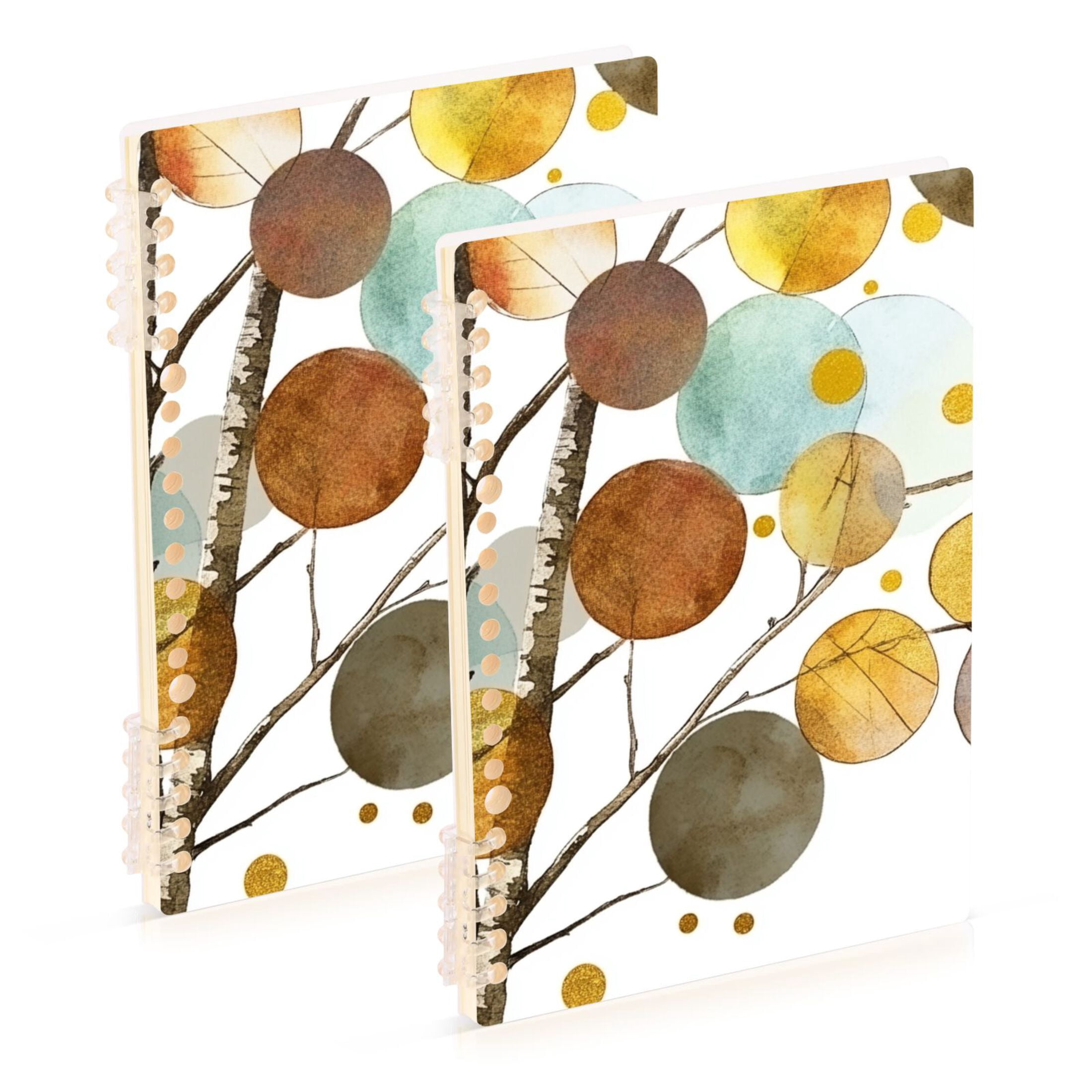Watercolor Tree with Colorful Circles Lined Spiral Journal Notebook 60 ...