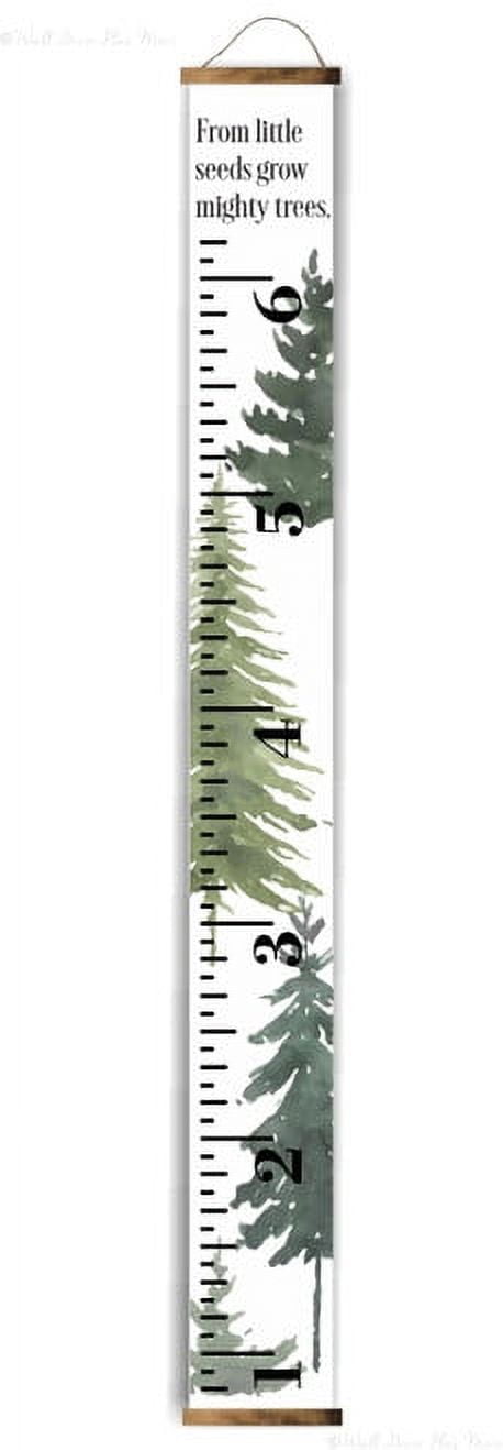 Watercolor Trees Canvas Growth Chart for Kids Wall Ruler Growth Chart ...