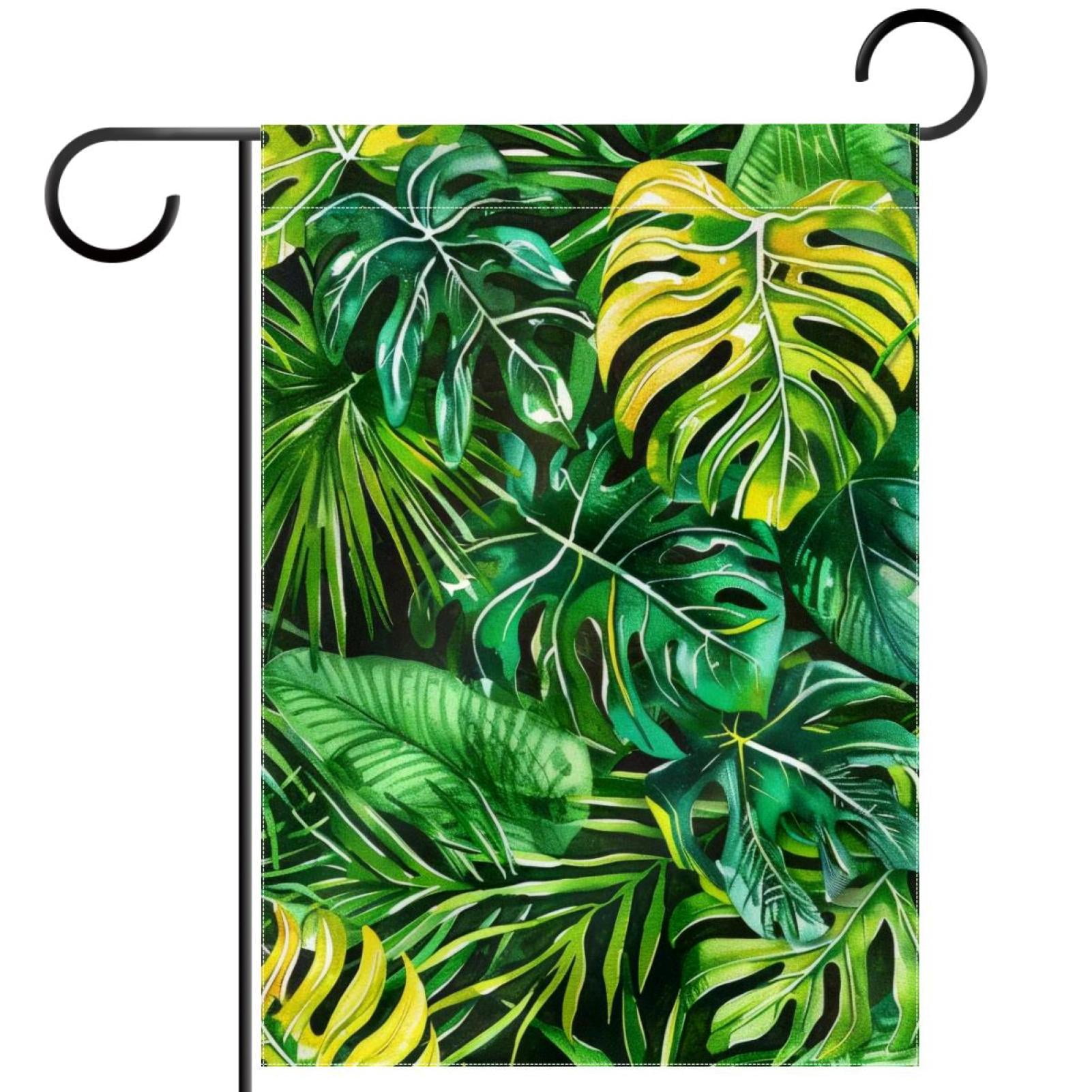 Watercolor Tropic Plants Leaves Garden Flag Double Sided House Flag for ...