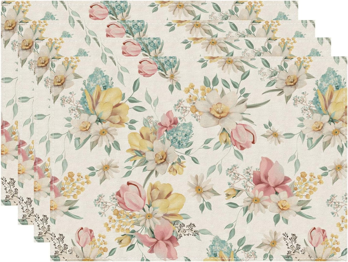 Watercolor Tulip Spring Summer Seasons Placemats Set of 4 Cloth Table ...