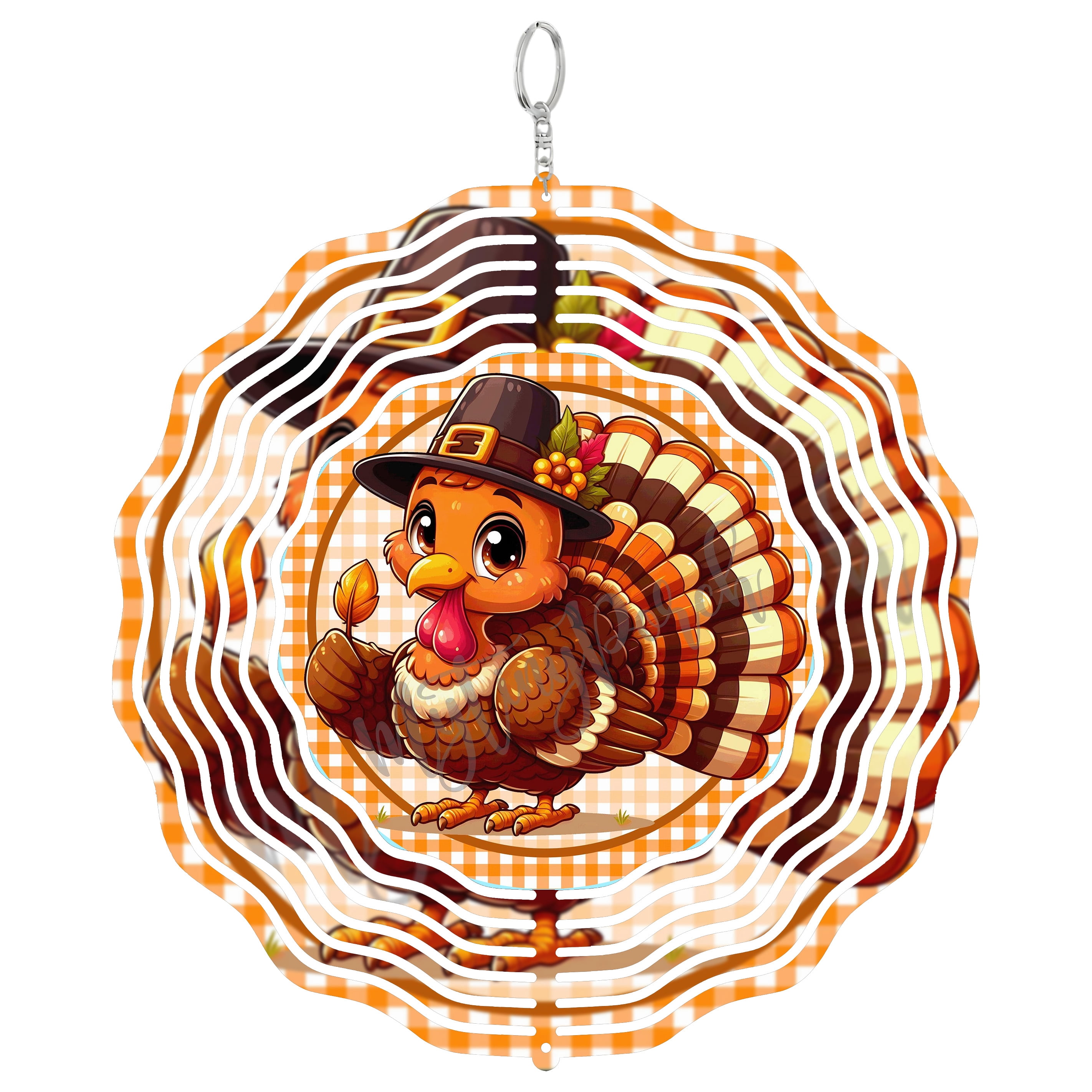 Watercolor Turkey Fall Wreath 3D Wind Spinner, Sublimation Design ...