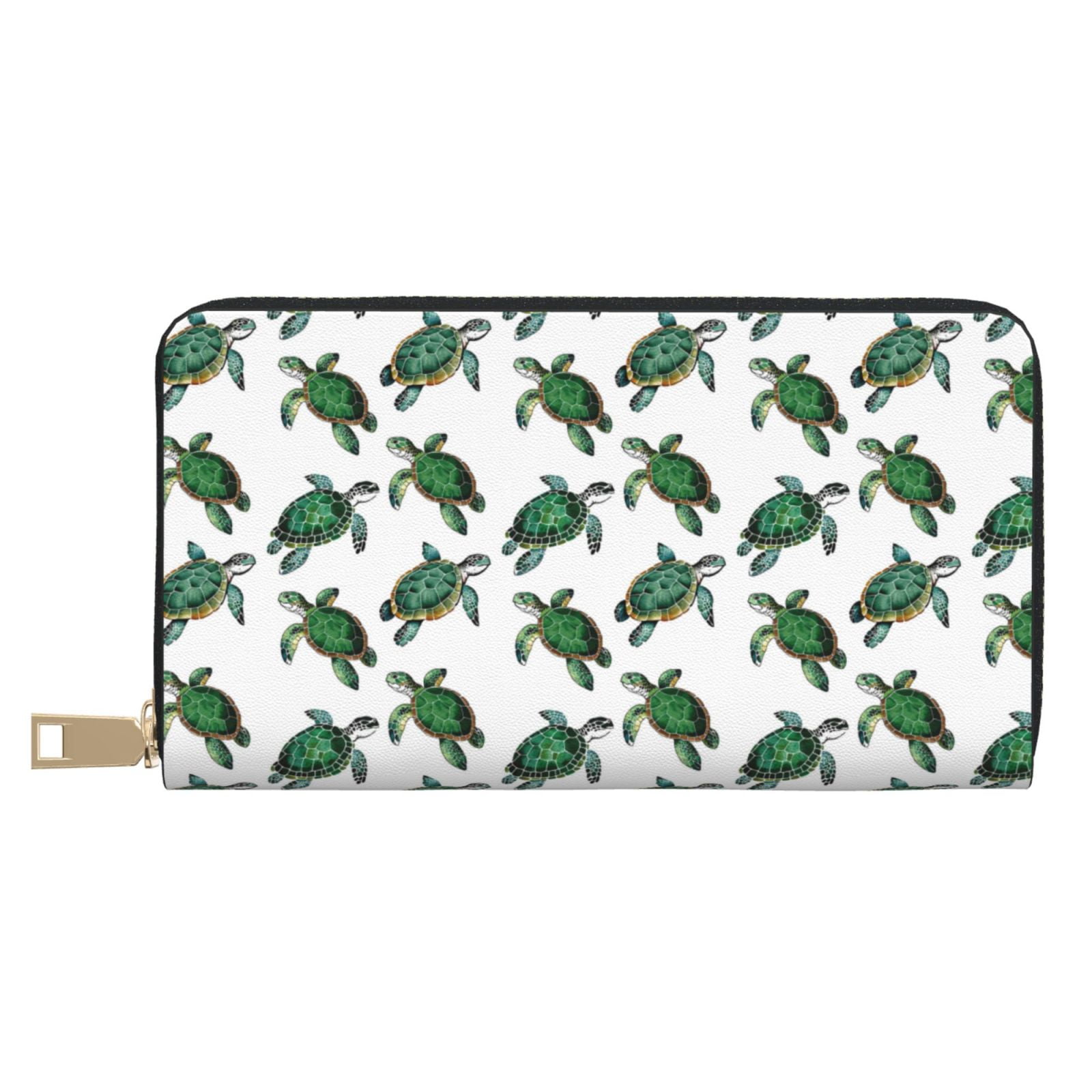 Watercolor Turtle Wallet Women, Leather Bifold Multi Card Wallet, Women ...