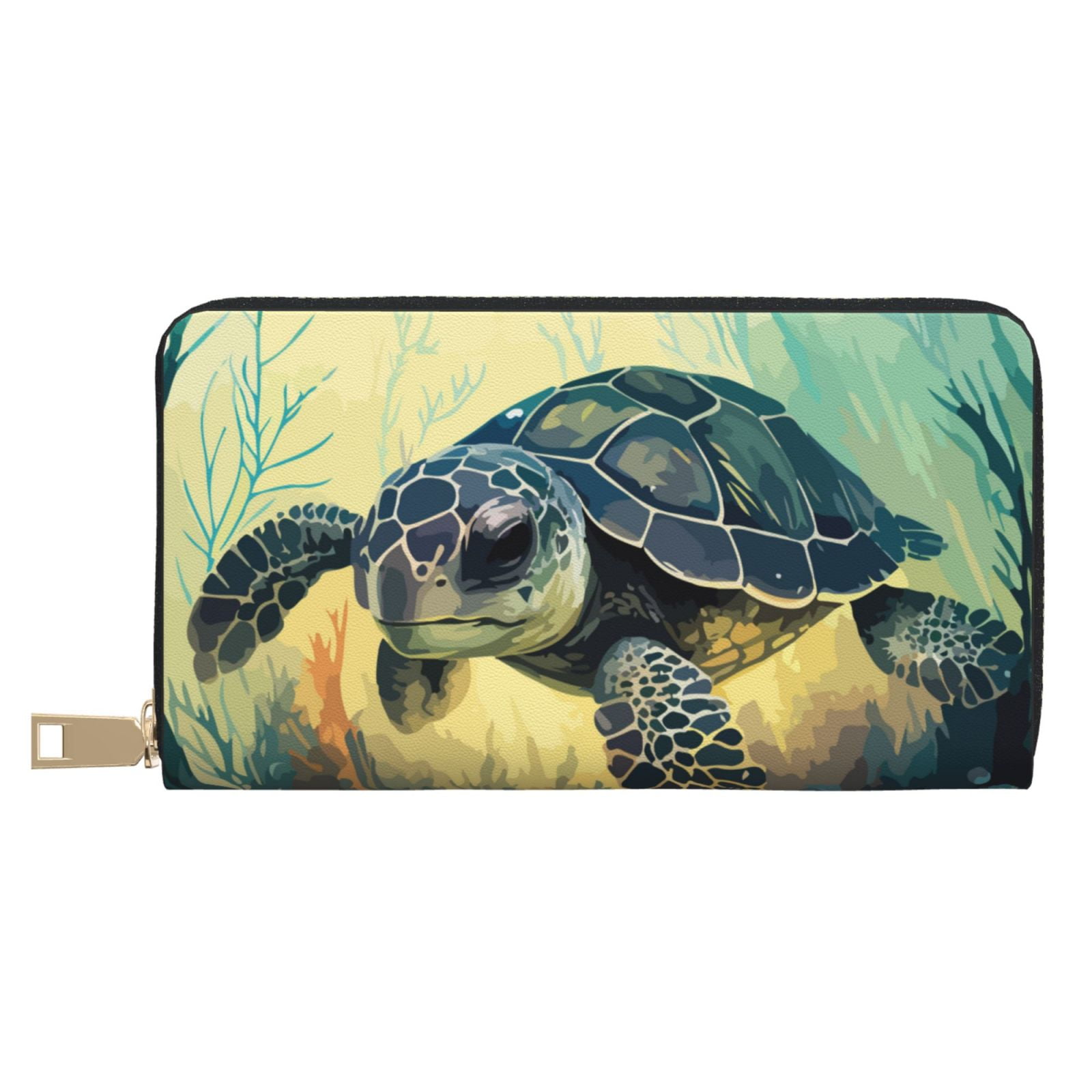 Watercolor Turtle2 Wallet Women, Leather Bifold Multi Card Wallet ...