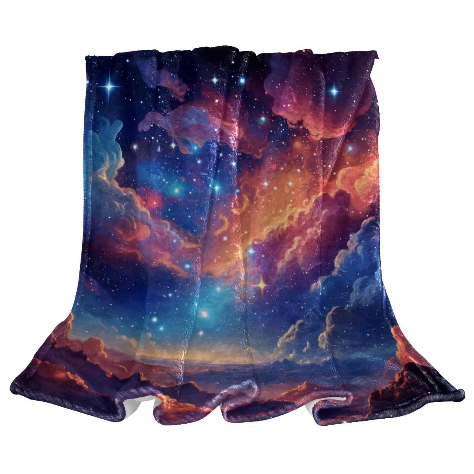 Watercolor Universe Space Galaxy Nebula Starry Plush Throw Blanket for Couch 59" x 79 ...