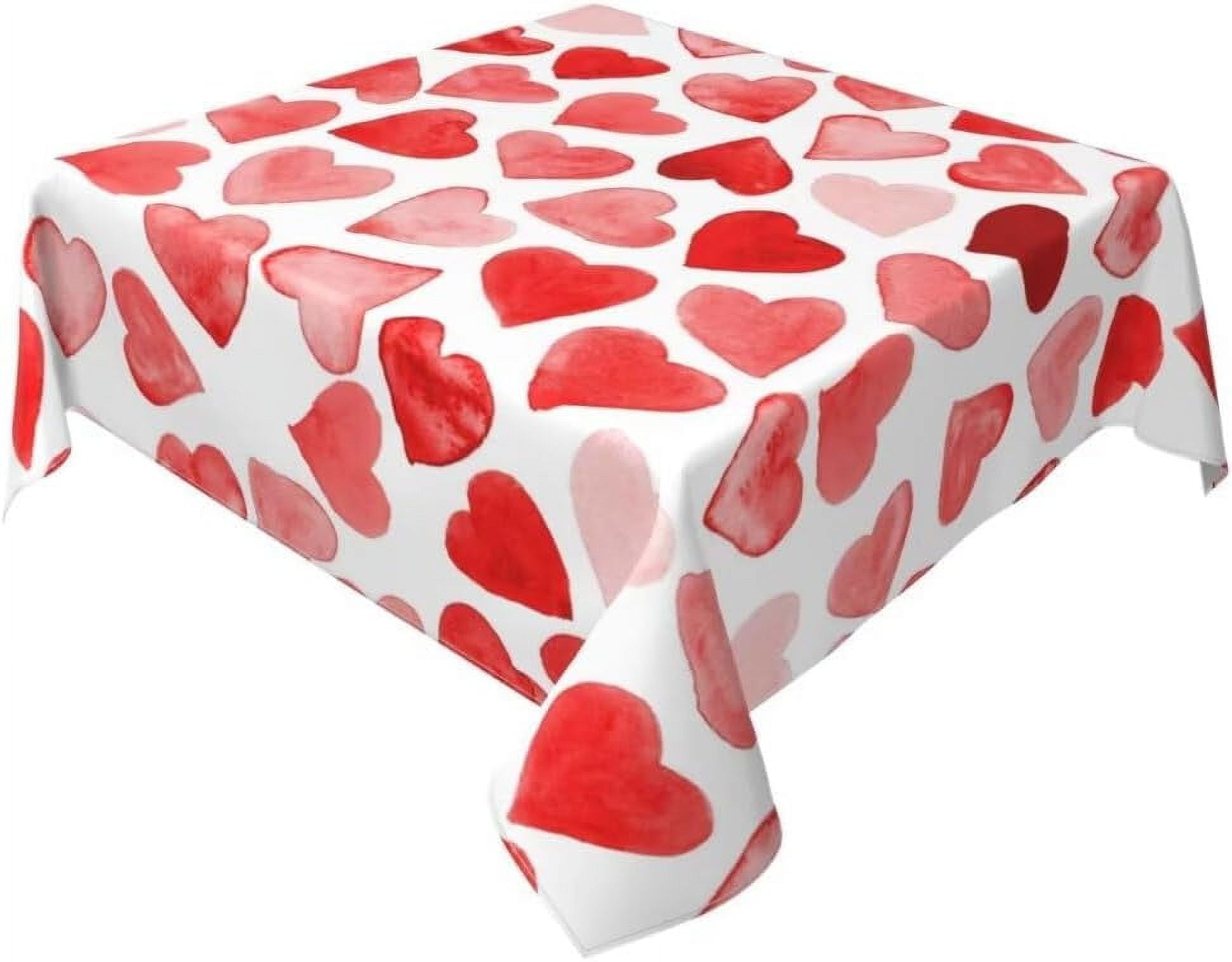 Watercolor Valentine''s Day Tablecloth Square 60x60 Inch, Red Love ...