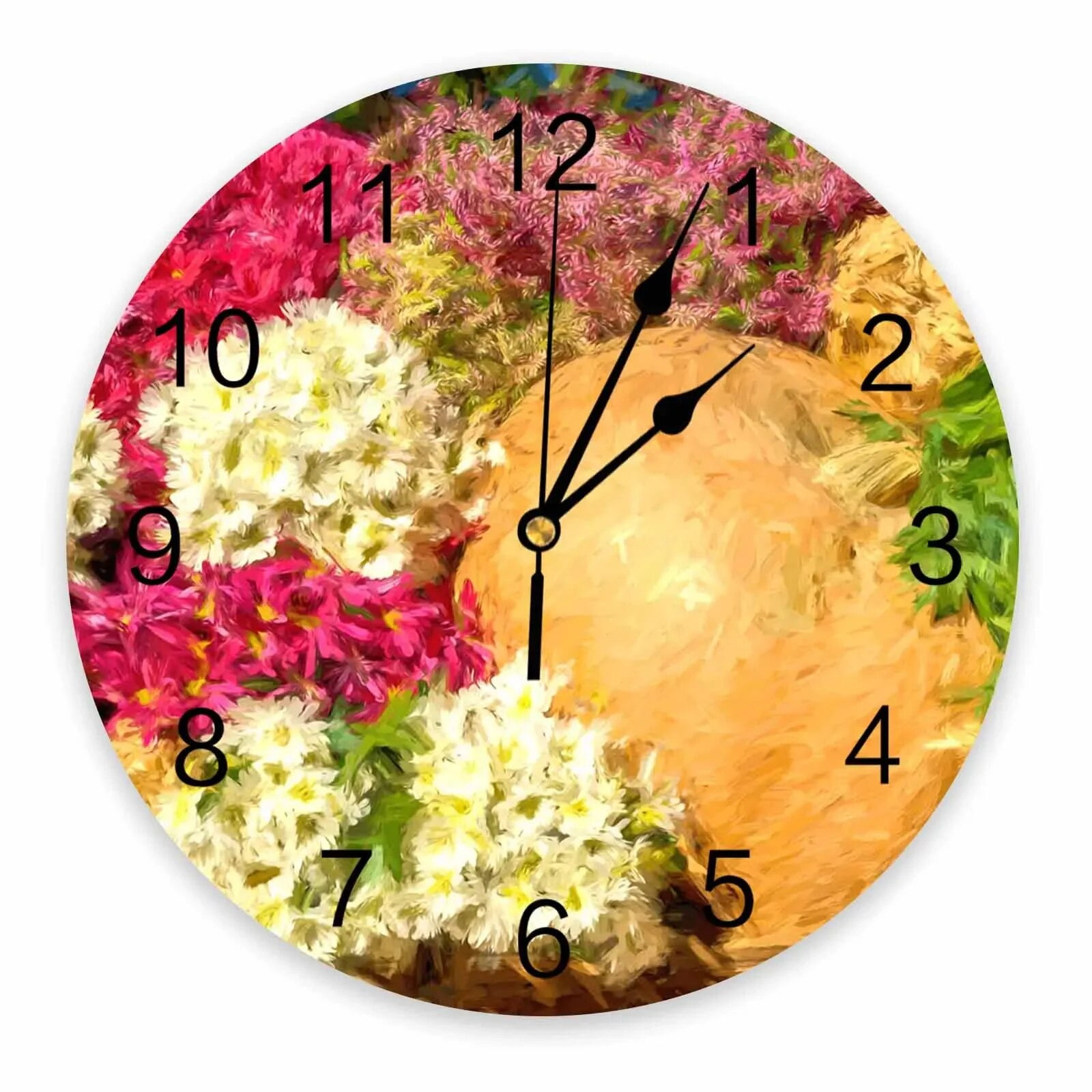 Watercolor Vegetable Texture Bedroom Wall Clock Large Modern Kitchen ...