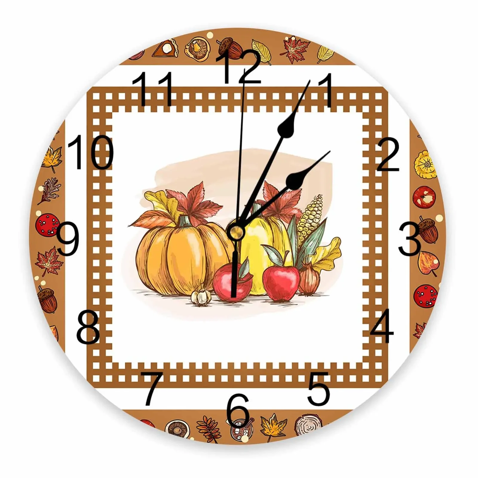 Watercolor Vegetable Texture Bedroom Wall Clock Large Modern Kitchen ...