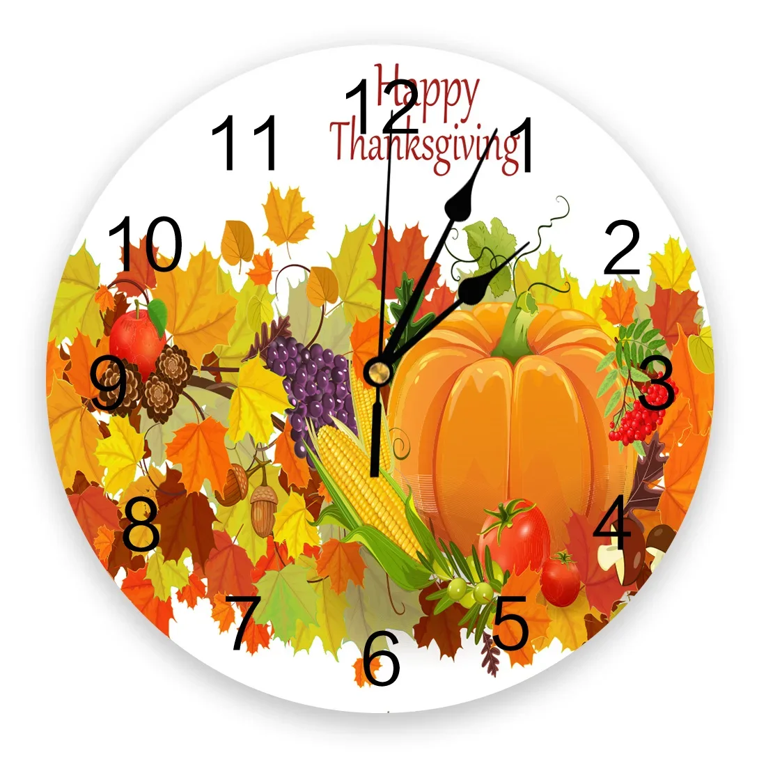 Watercolor Vegetable Texture Bedroom Wall Clock Large Modern Kitchen ...