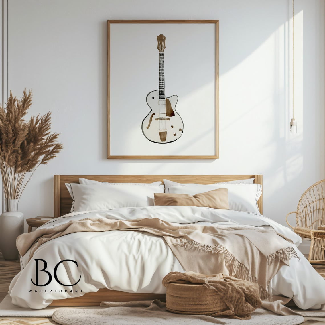 Watercolor Vintage Guitar Art Print, Perfect Western Style Wall Decor ...
