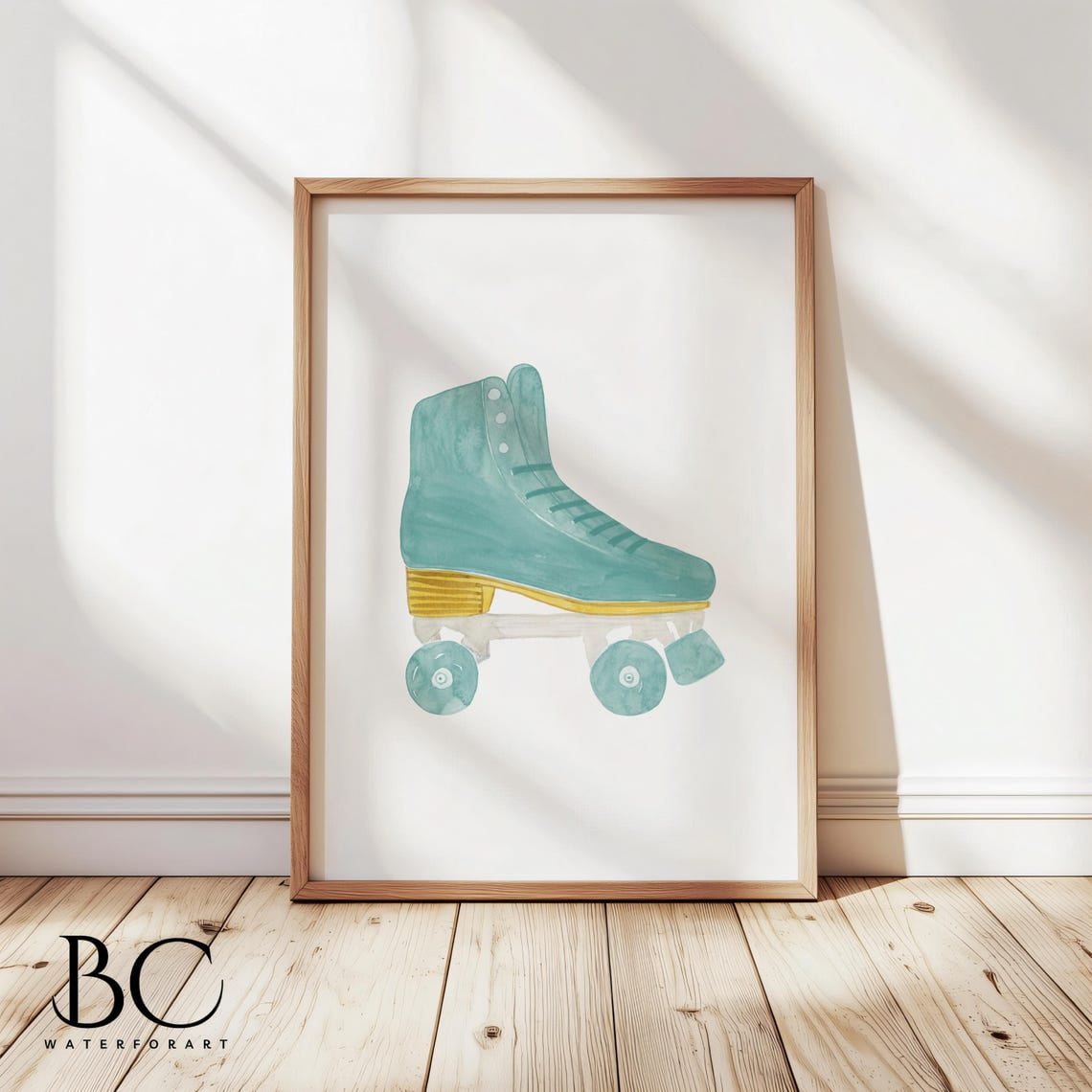 Watercolor Vintage Roller Skate Art Print, Watercolor Roller Skate Wall ...