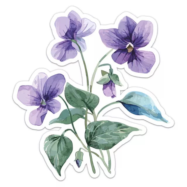 Watercolor Violet Flower Sticker Phone Decal Water Bottle Stickers Car ...