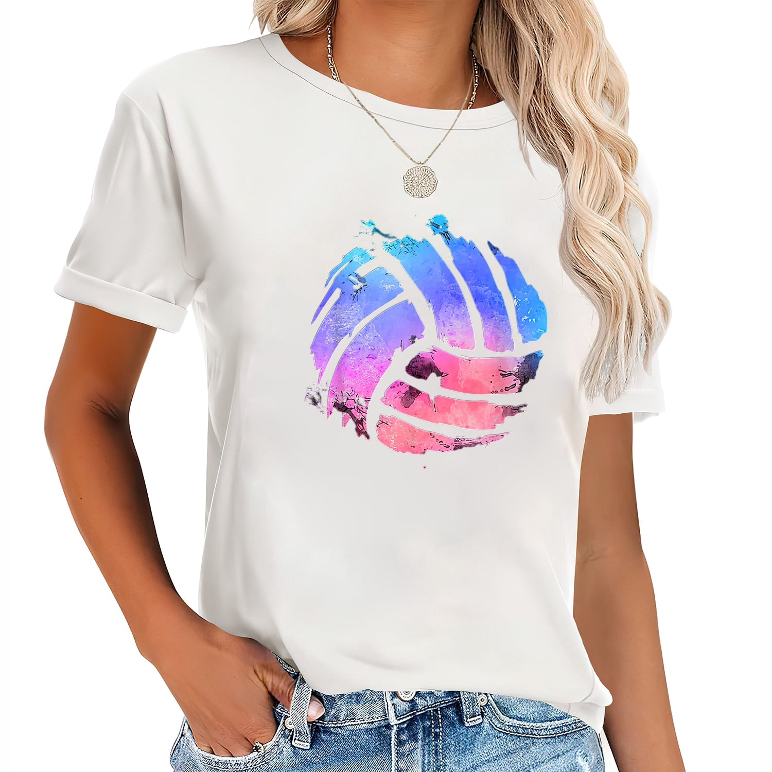 Watercolor Volleyball Lover - Beach Volleyball Player T-Shirt - Walmart.com