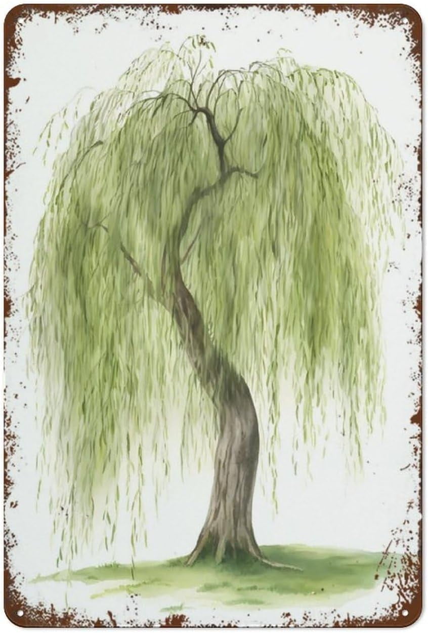 Watercolor Weeping Willow Tree Artwork Farmhouse Warehouse Barn Metal ...