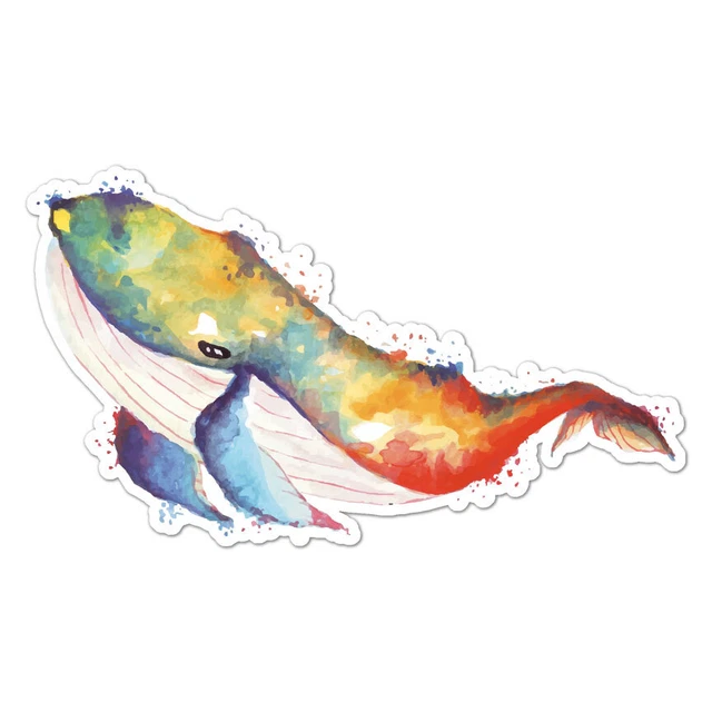 Watercolor Whale Sticker Indoor Outdoor Phone Decal Water Bottle ...