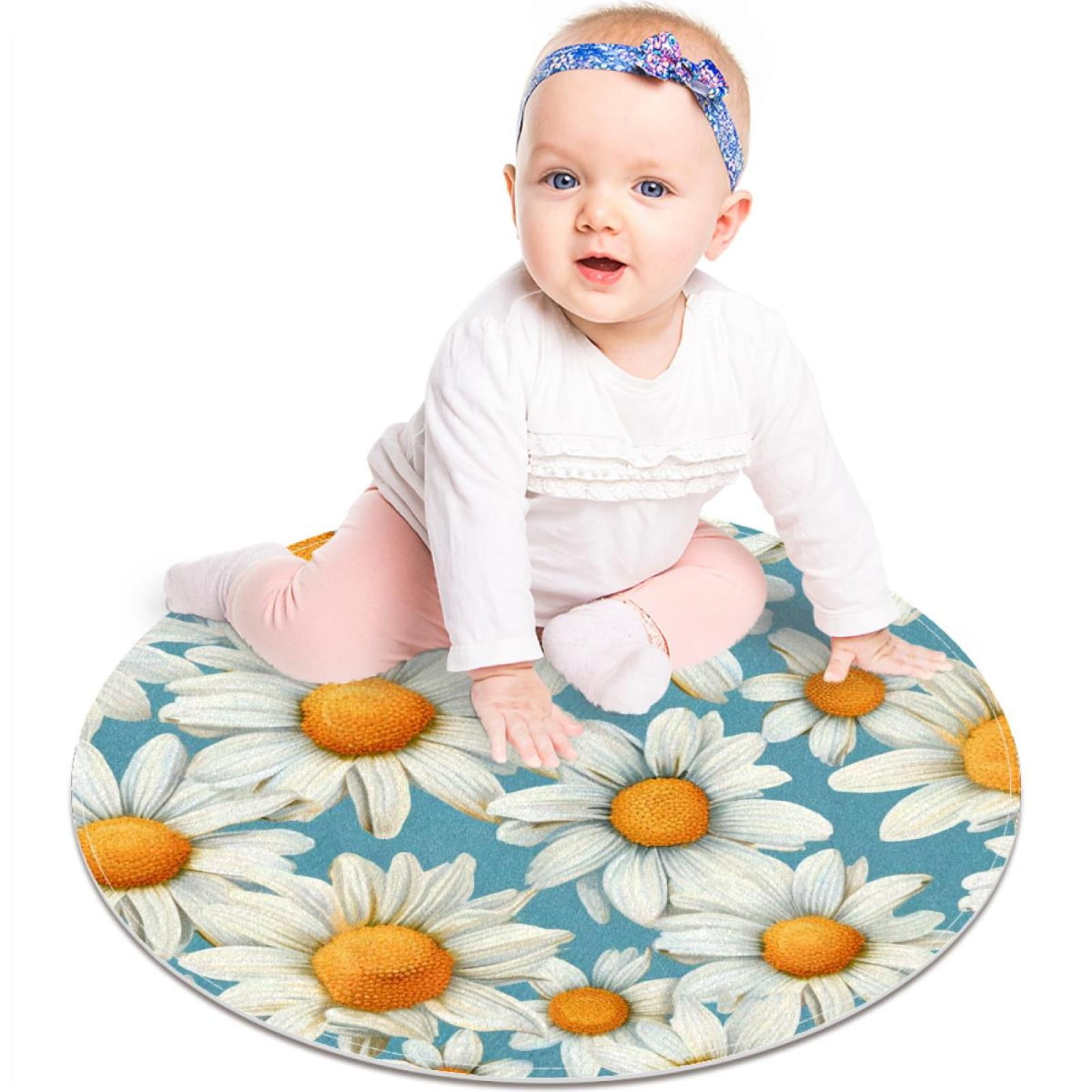 Watercolor White Daisy Flower Prints Small Area Rugs Bathroom Rugs, Non ...