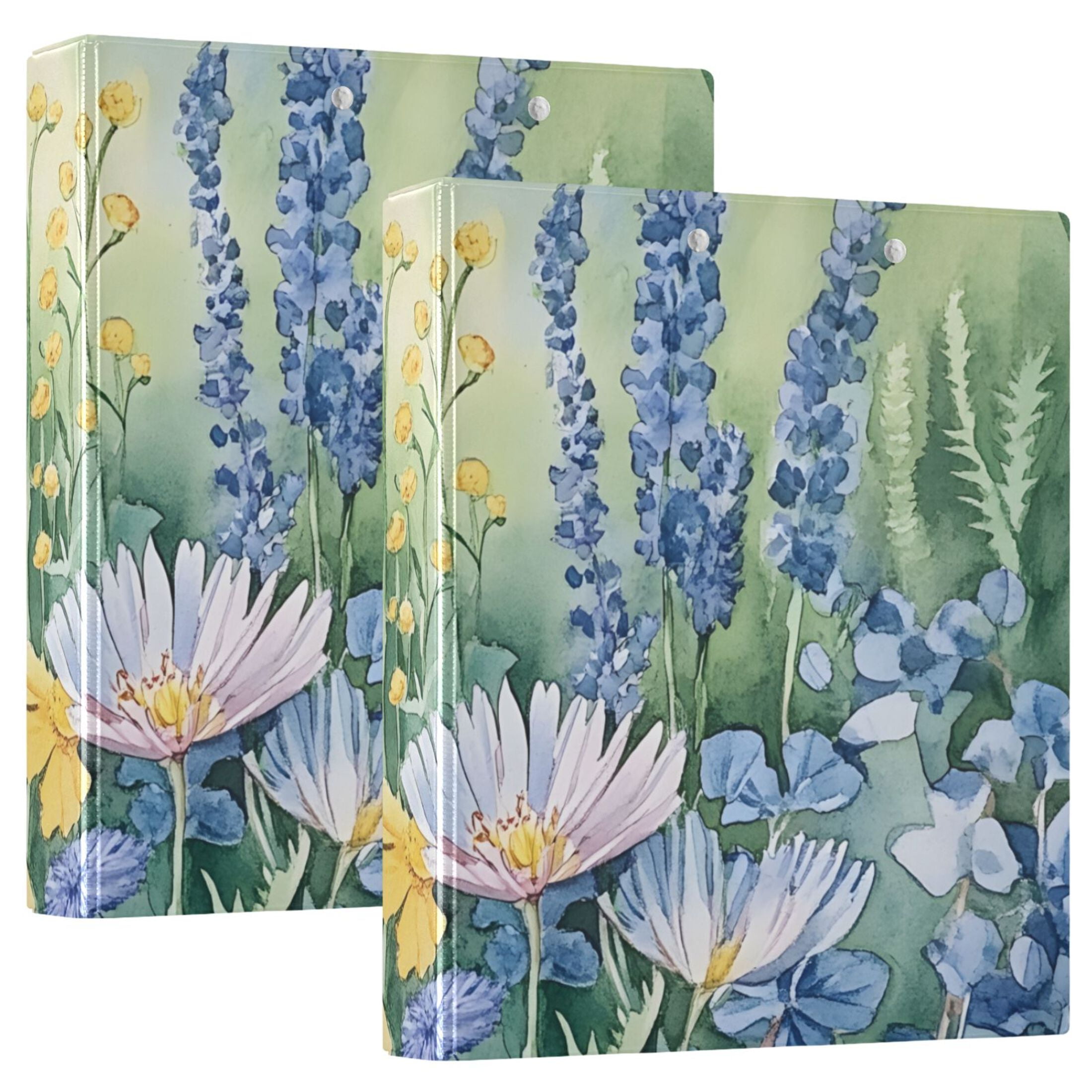 Watercolor Wild Florals Round Ring Binder 3 Rings 1.5" Capacity File ...