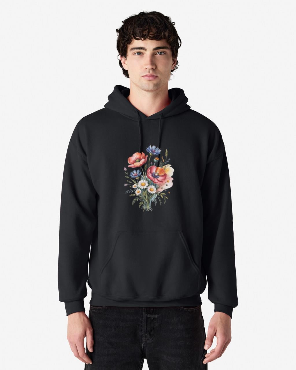 Watercolor Wildflower Bloom Pastel Floral Artistic Garden Theme Hoodie ...