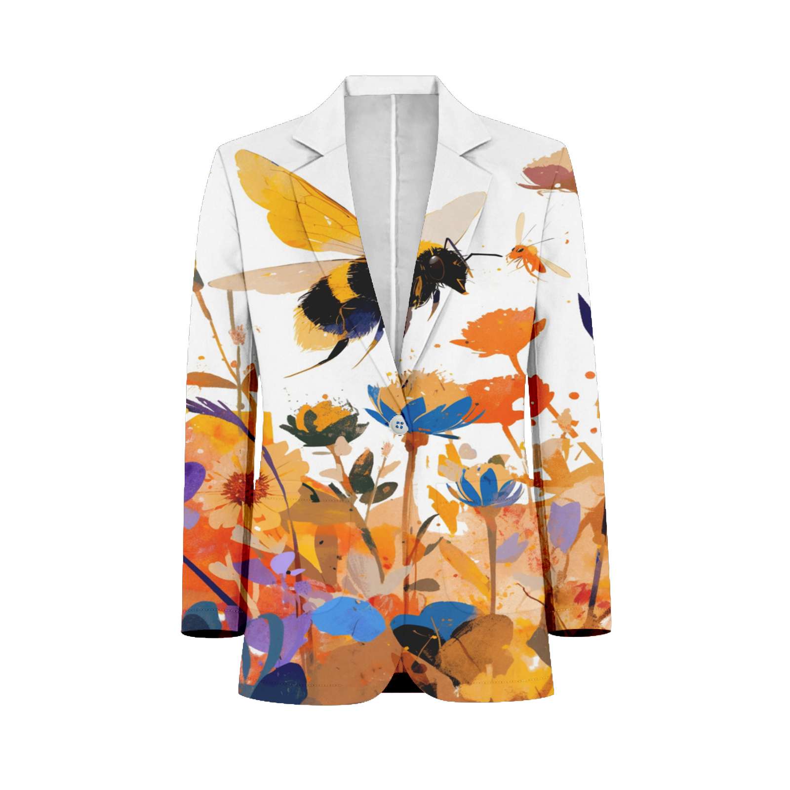 Watercolor Wildflower Meadow Mens Suits Shawl Collar Slim Fit Suit Mens ...