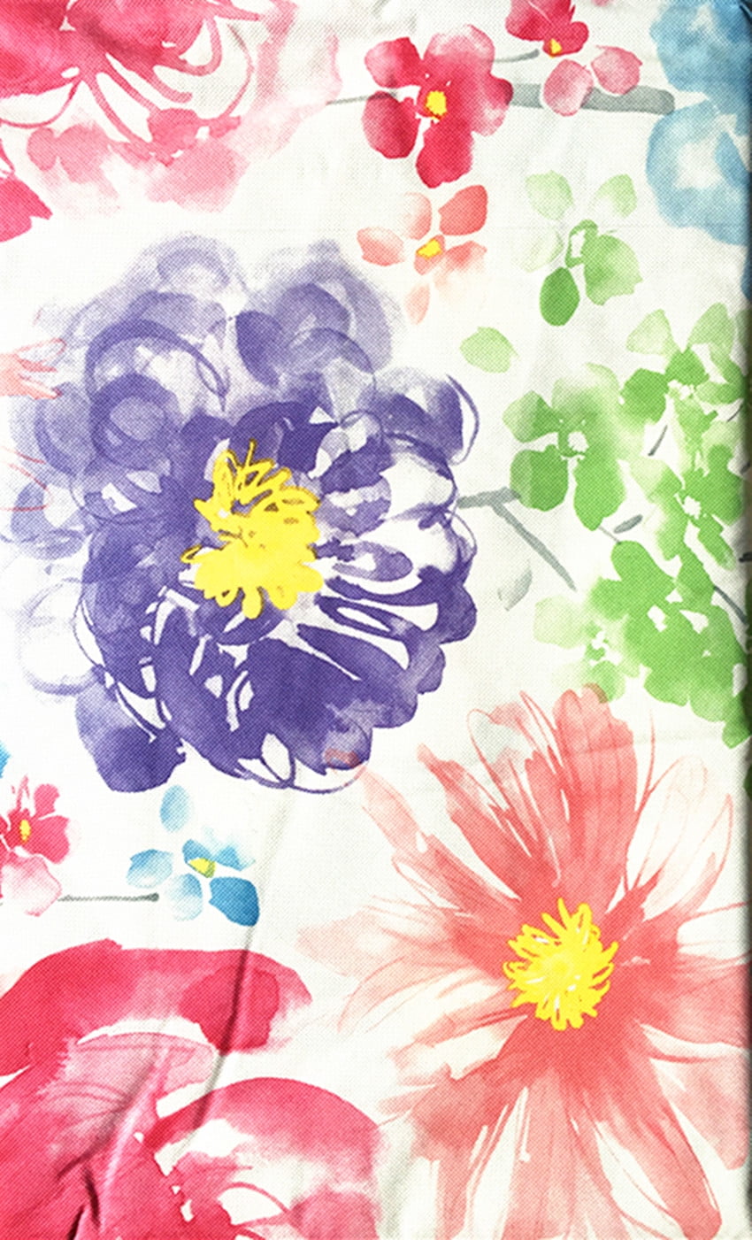 Watercolor Wildflowers Abstract Vinyl Flannel Backed Tablecloth (52" x ...