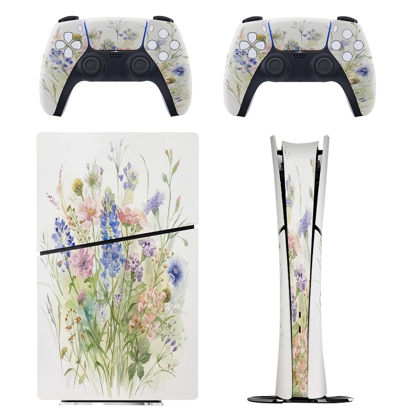 Watercolor Wildflowers Art Print PS5/PS5 Slim Digital Disc Skin Sticker ...