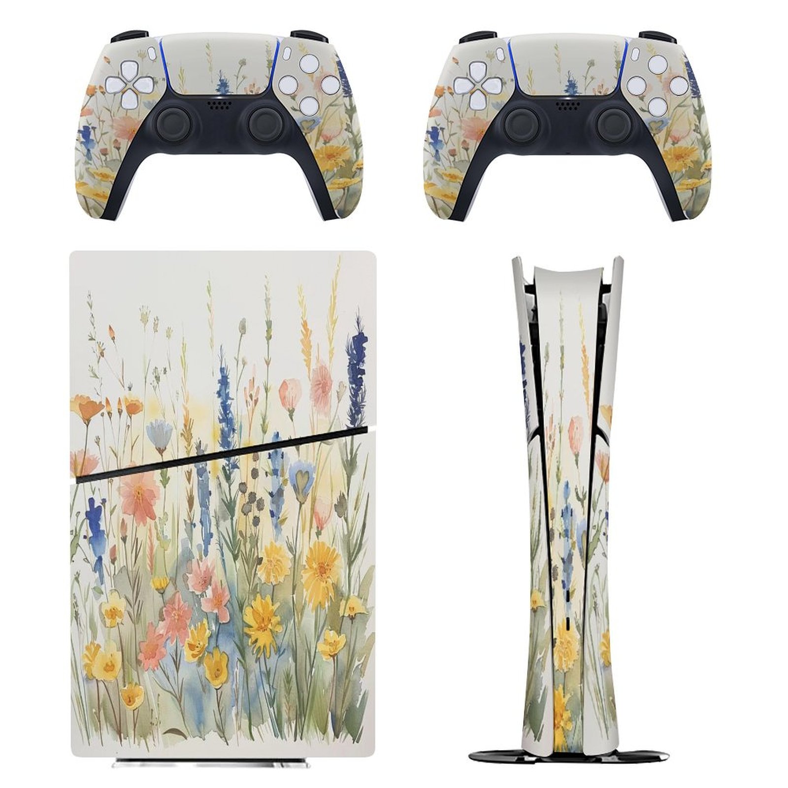 Watercolor Wildflowers Florals PS5/PS5 Slim Digital Disc Skin Sticker ...