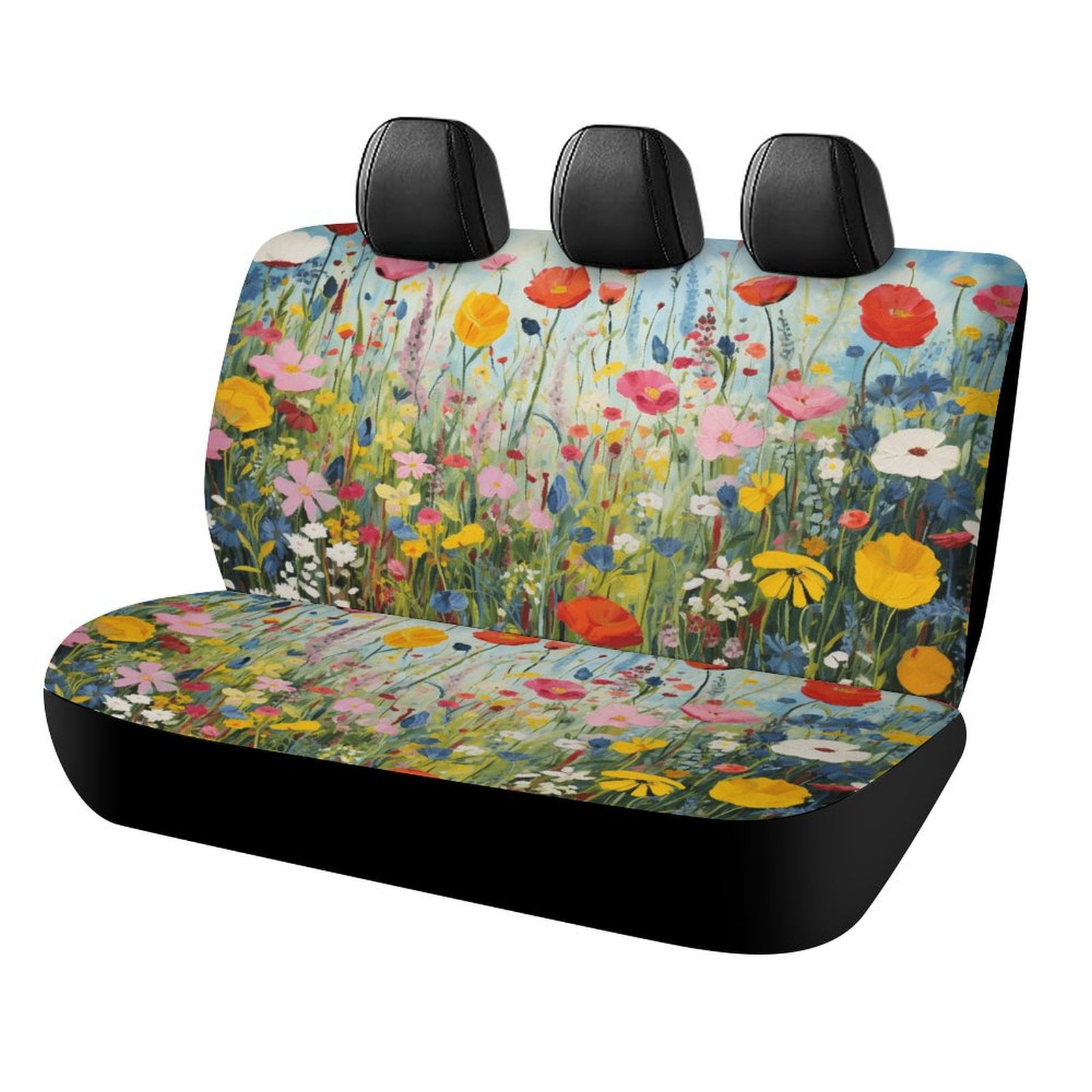 Watercolor Wildflowers Rear Seat Covers, Car Backseat Protector ...