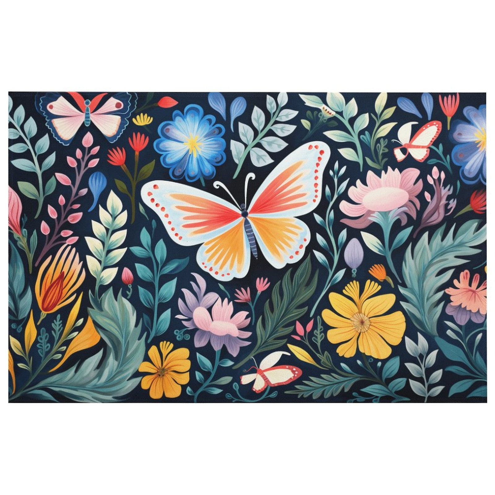 Watercolor Wildflowers Rug - for Living Room, Bedroom, And Dining Room ...