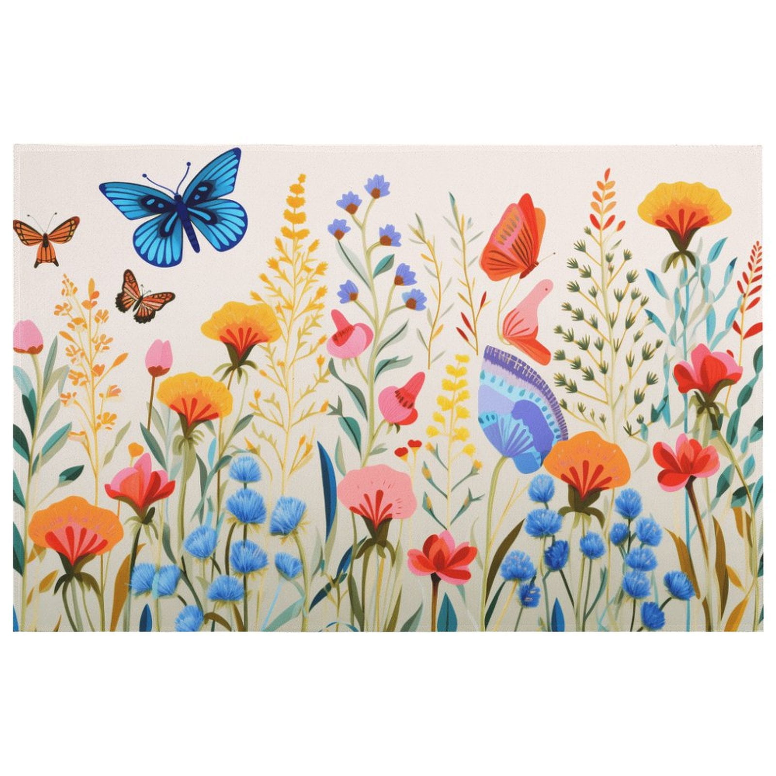 Watercolor Wildflowers Rug - for Living Room, Bedroom, And Dining Room ...