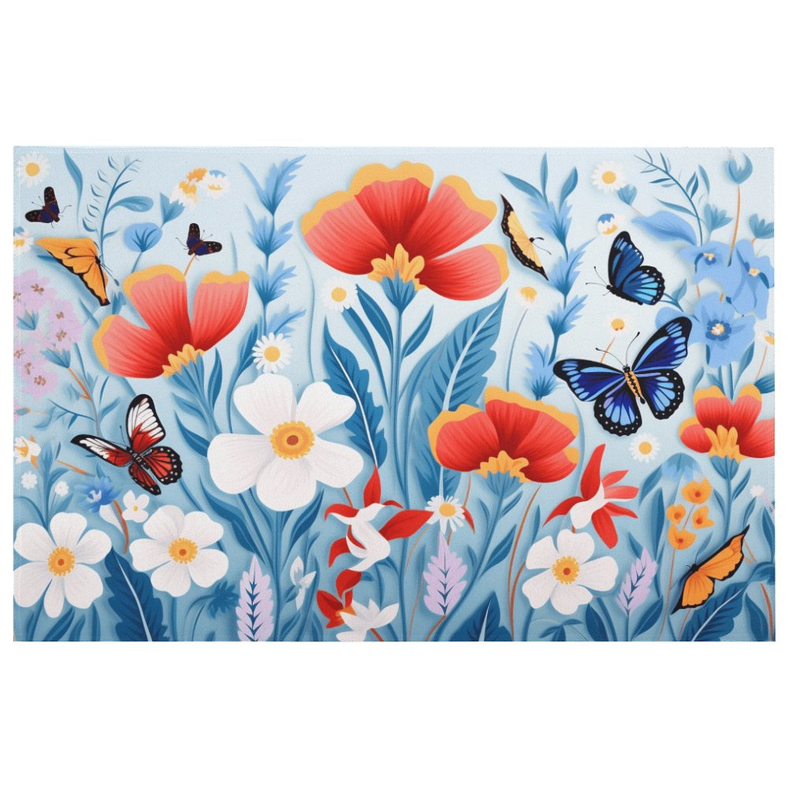 Watercolor Wildflowers Rug - for Living Room, Bedroom, And Dining Room ...