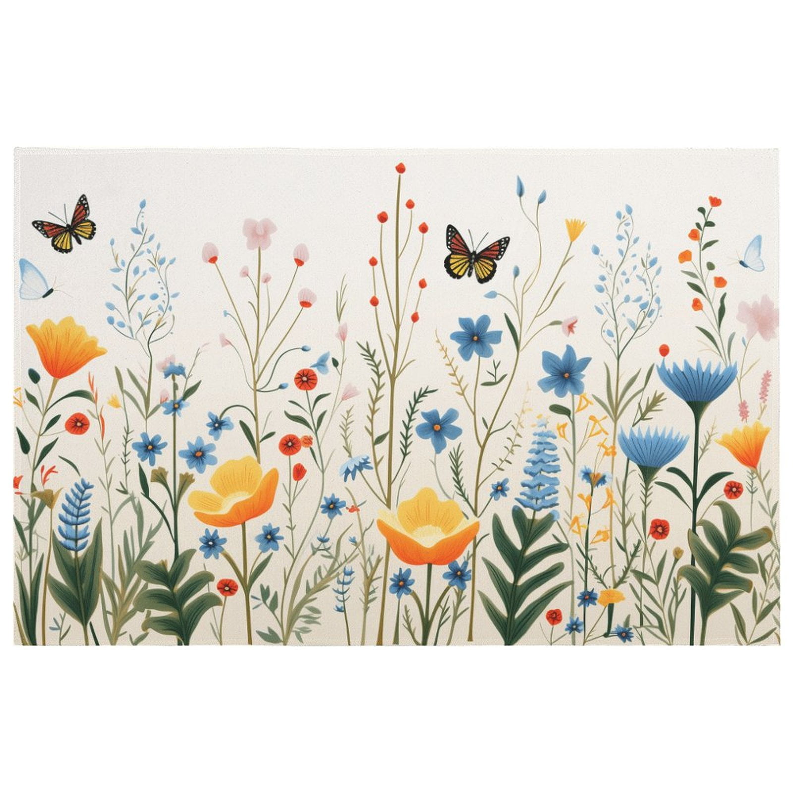 Watercolor Wildflowers Rug - for Living Room, Bedroom, And Dining Room ...