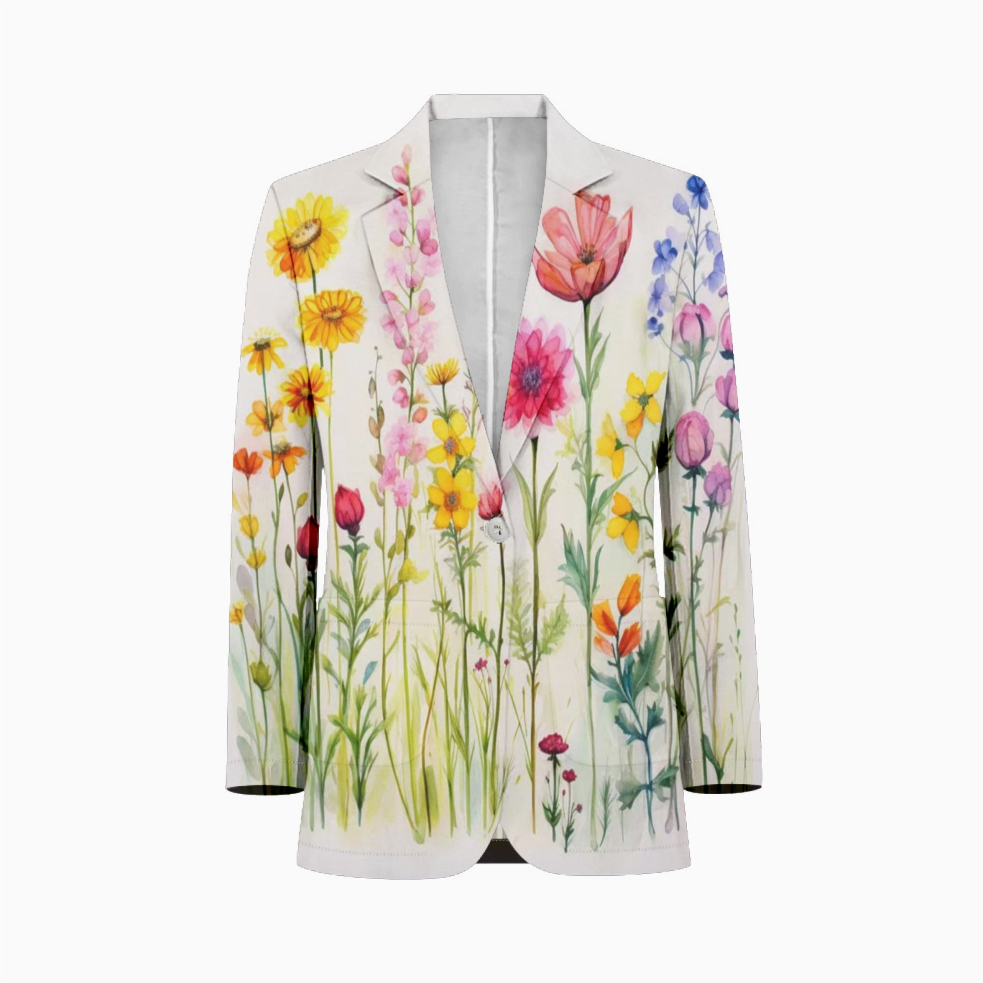 Watercolor Wildflowers Spring Summer (1) Mens Suits Shawl Collar Slim ...