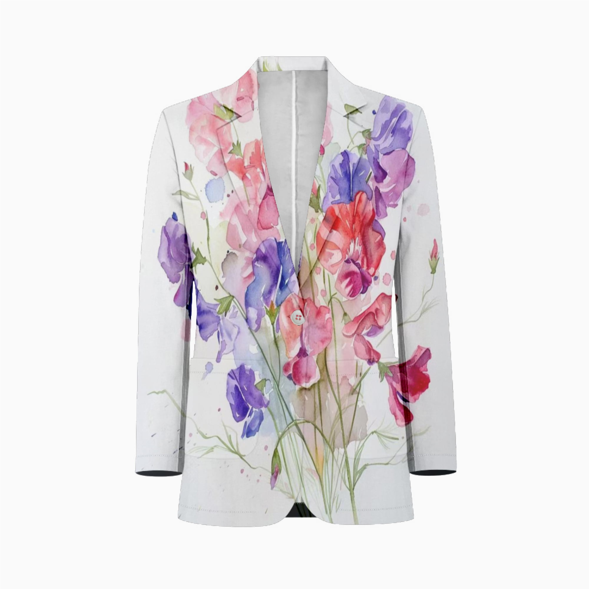 Watercolor Wildflowers Spring Summer (11) Mens Suits Shawl Collar Slim ...