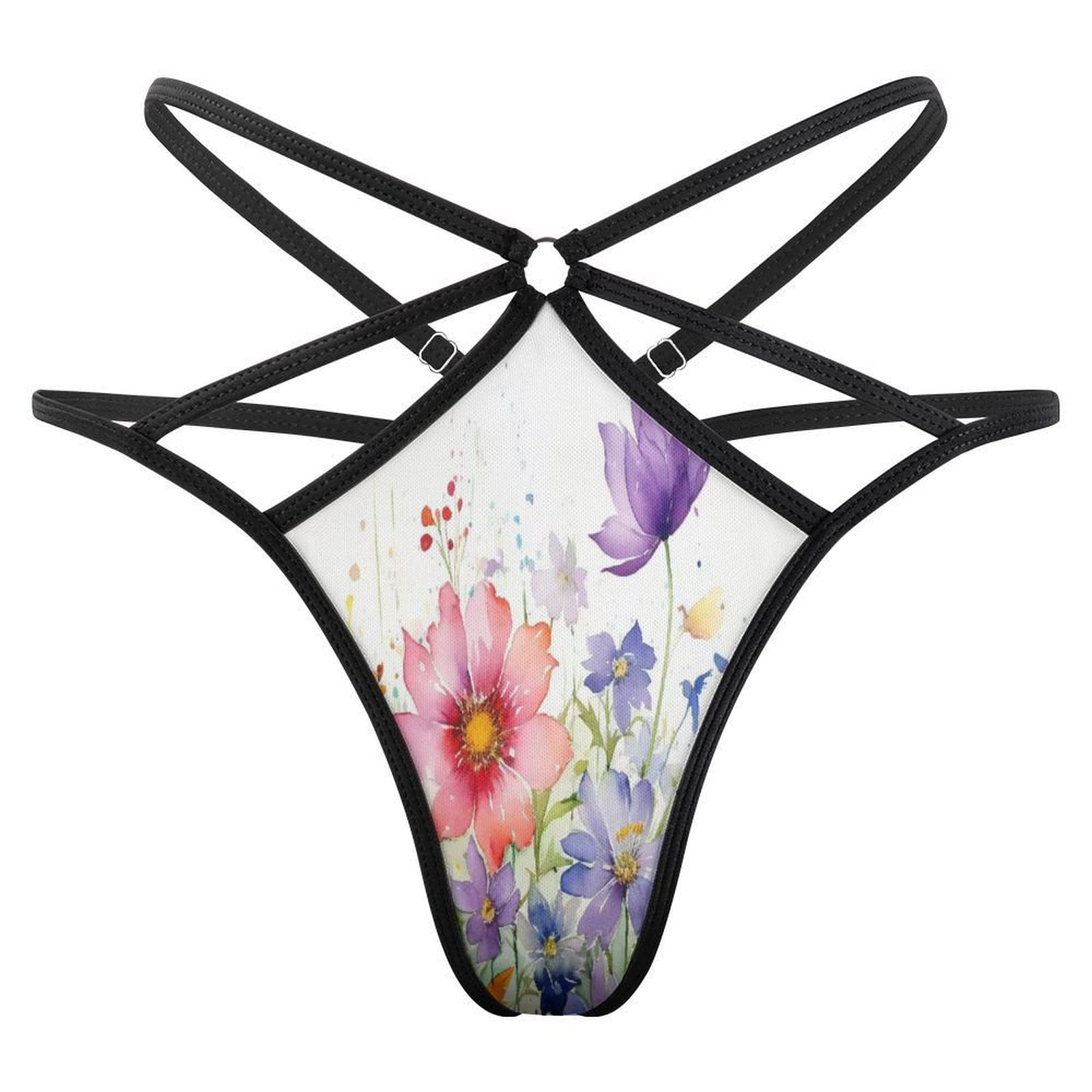Watercolor Wildflowers Spring Summer (12) Open Type Women's Panties ...