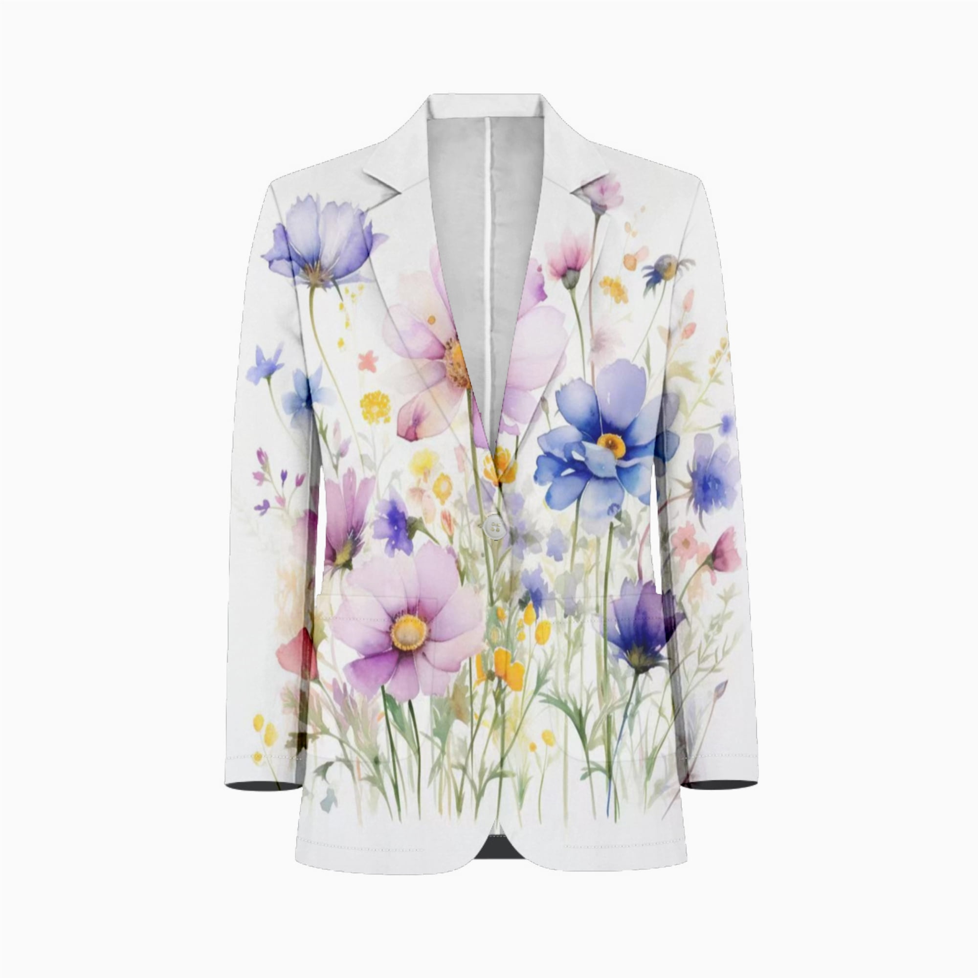 Watercolor Wildflowers Spring Summer (6) Mens Suits Shawl Collar Slim ...