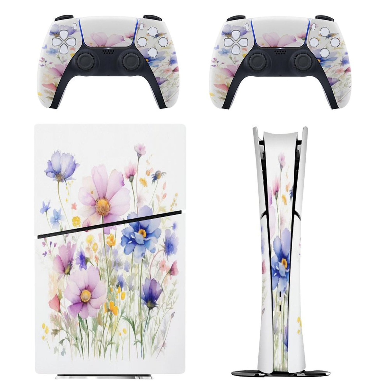 Watercolor Wildflowers Spring Summer (6) PS5/PS5 Slim Digital Disc Skin ...