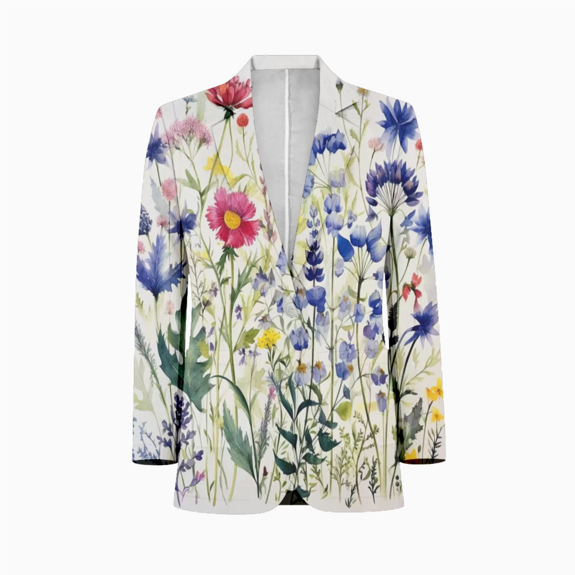 Watercolor Wildflowers Spring Summer (8) Mens Suits Shawl Collar Slim ...