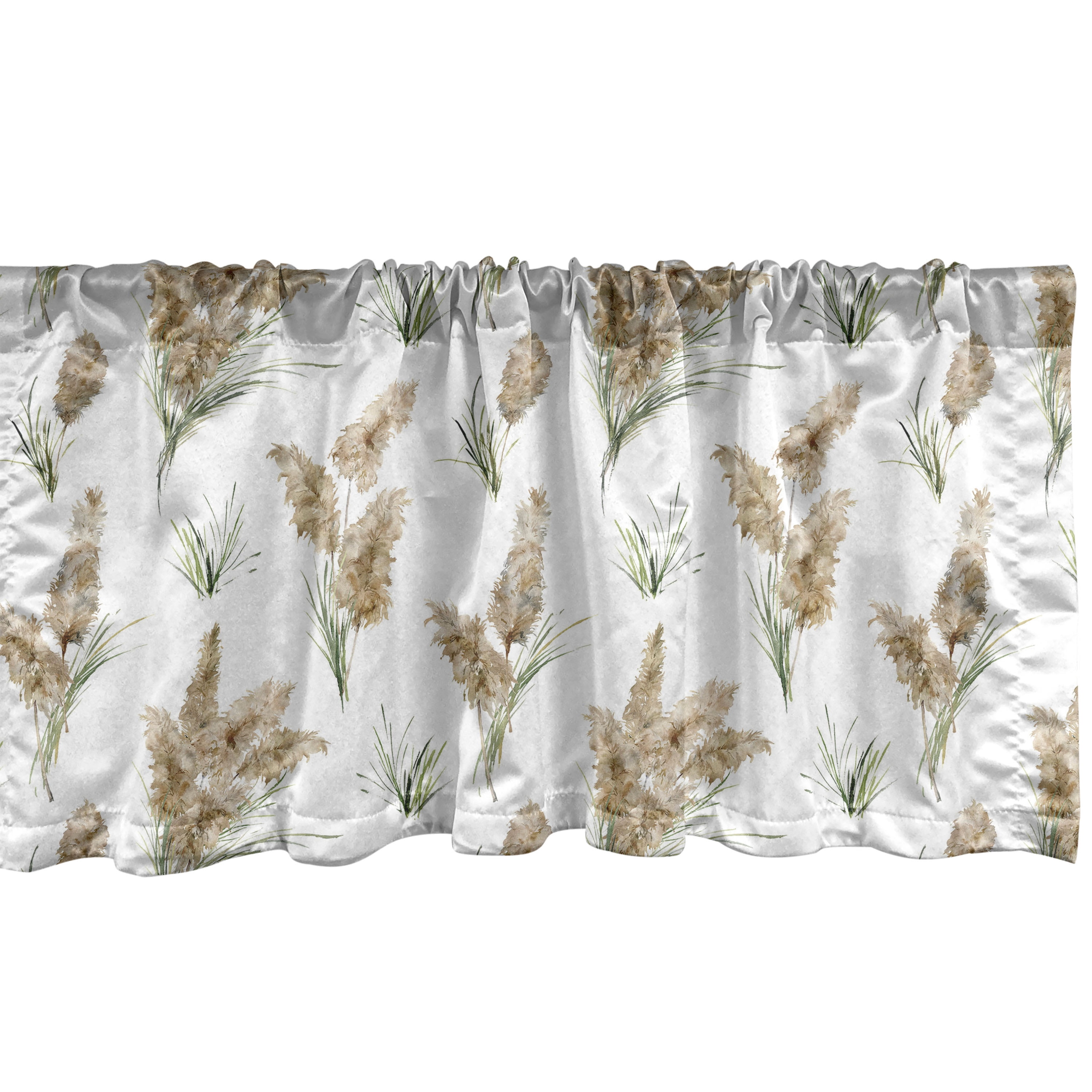 Watercolor Window Valance, Exotic Dry Pampas Grass Foliage Print ...