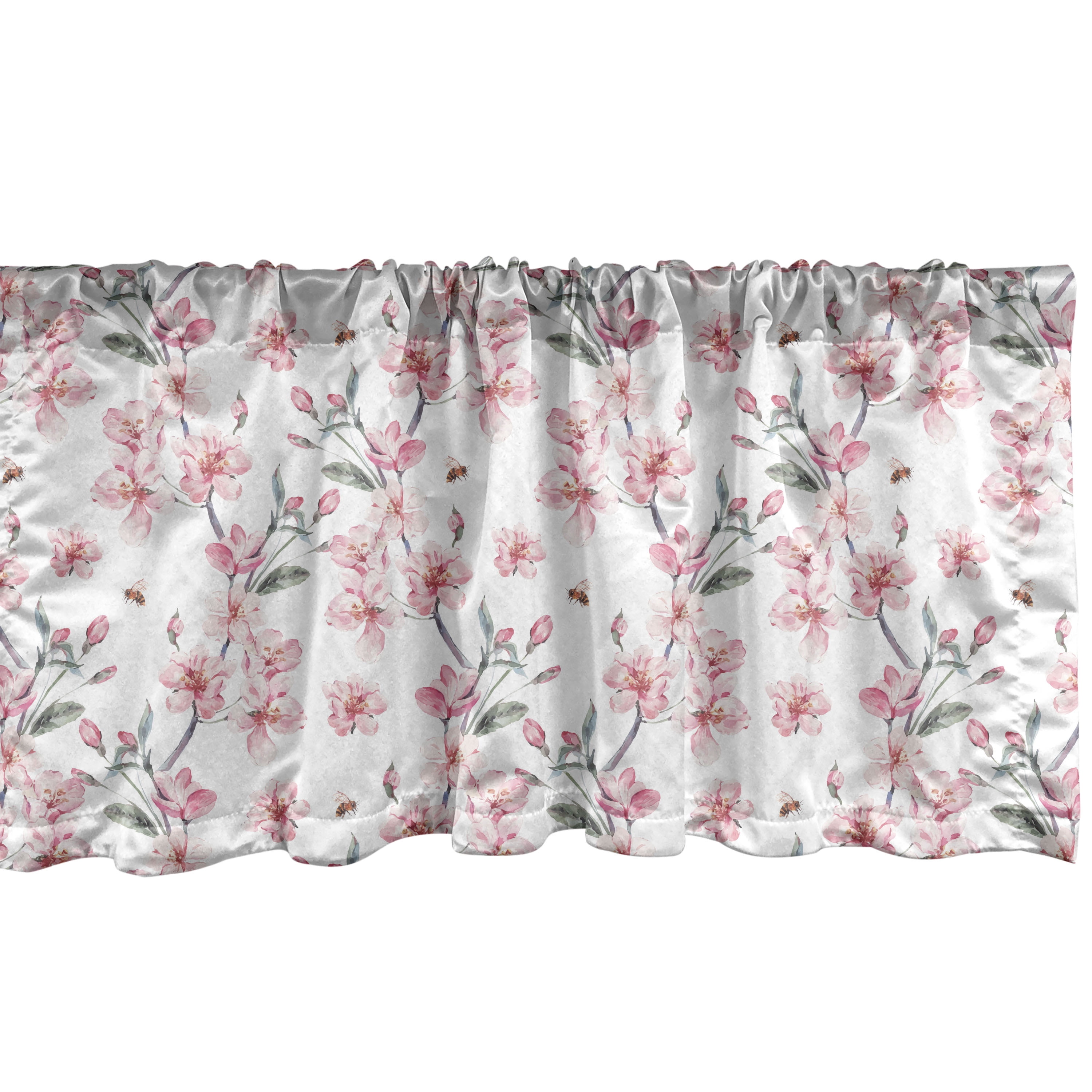 Ambesonne Watercolor Valance Pack of 2, Sakura Cherry Garden, 42"X12 ...