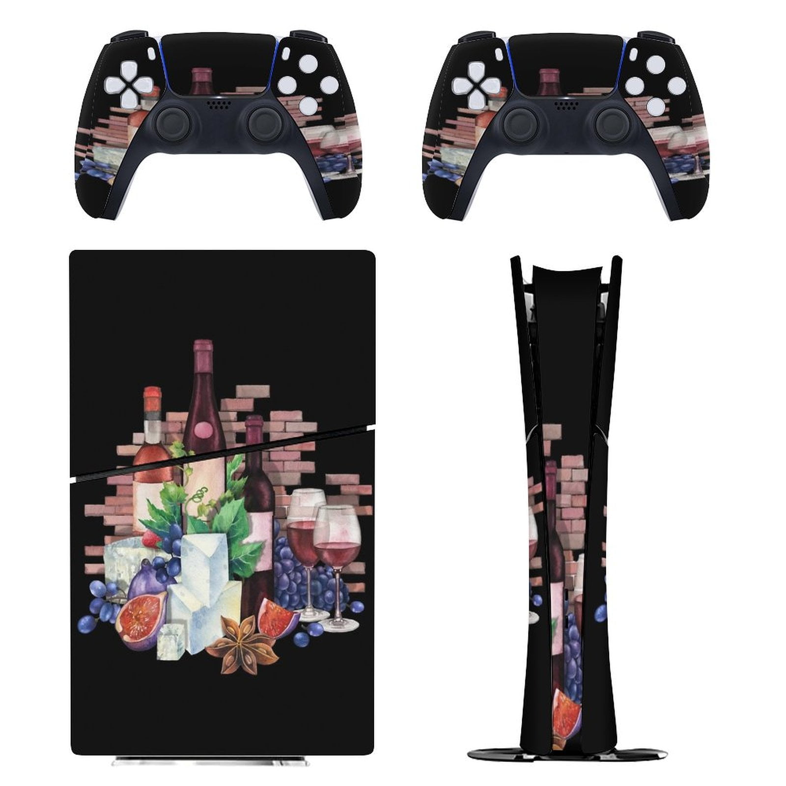 Watercolor Wine Glasses And Bottles Decorated with Delicious Food PS5 ...