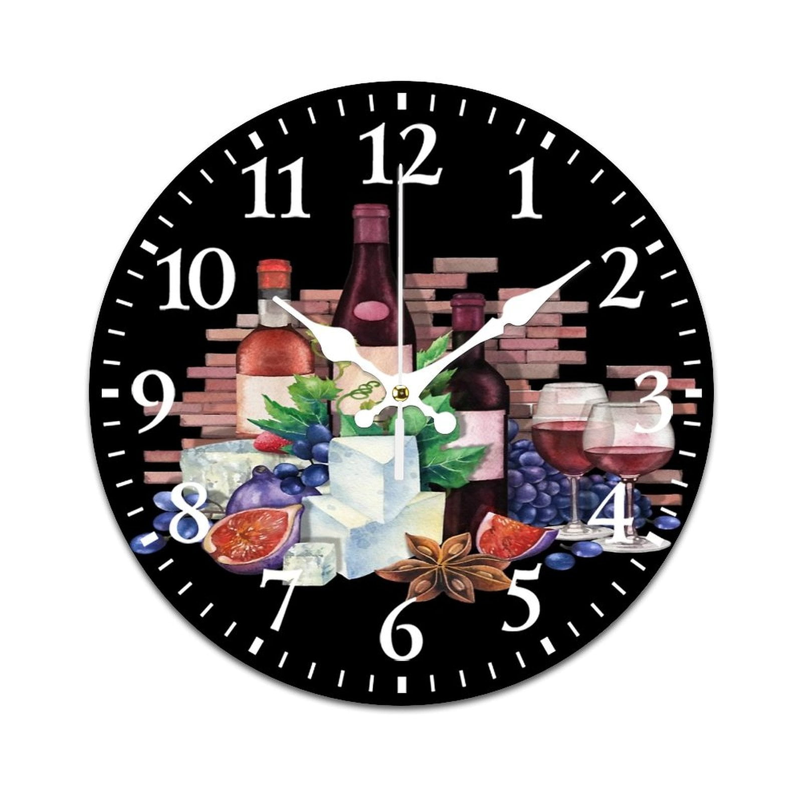 Watercolor Wine Glasses And Bottles Decorated with Delicious Food Wall ...