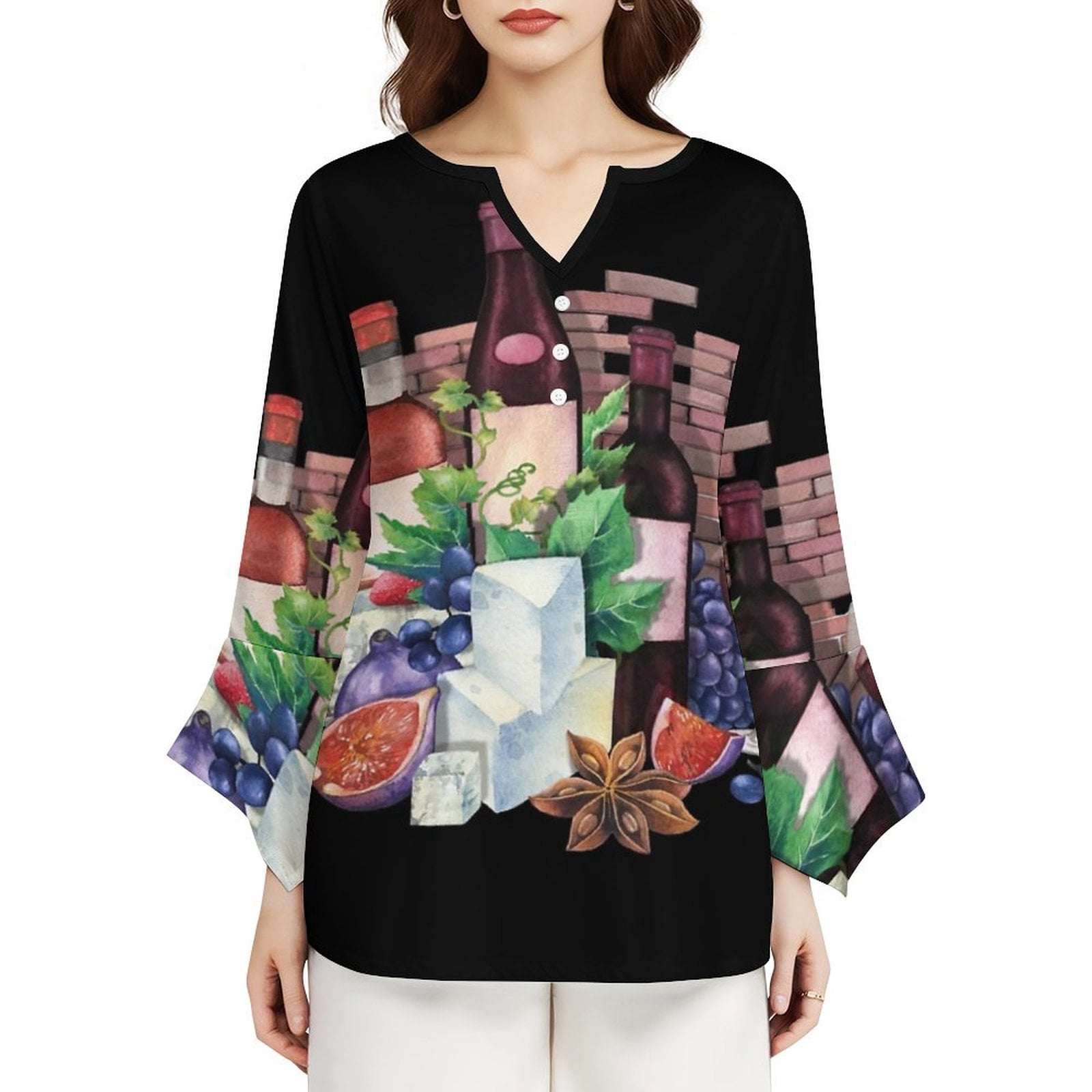 Watercolor Wine Glasses And Bottles Decorated with Delicious Food Women ...