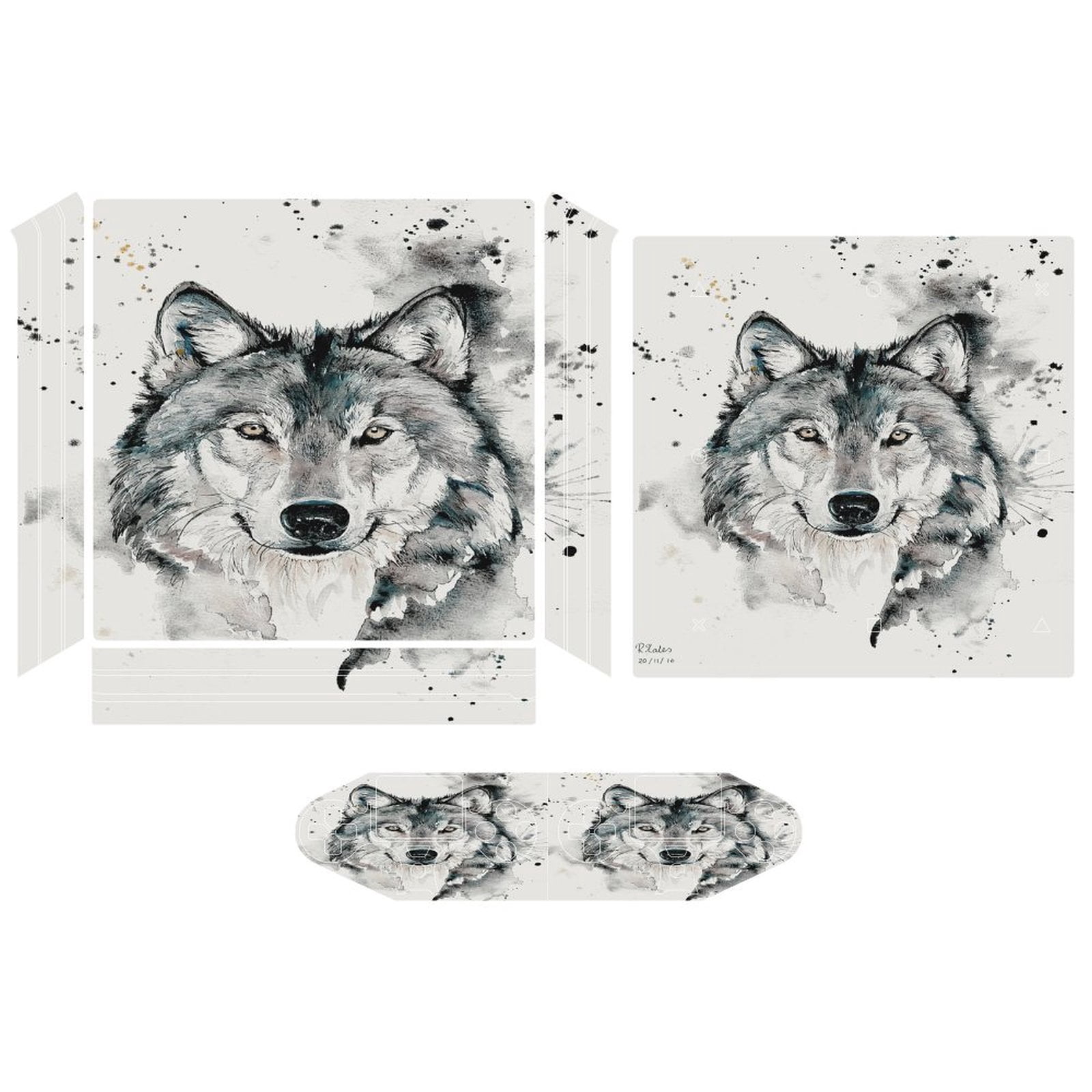 Watercolor Wolf PS4 Pro/PS4 Slim Skin Sticker For Console And ...