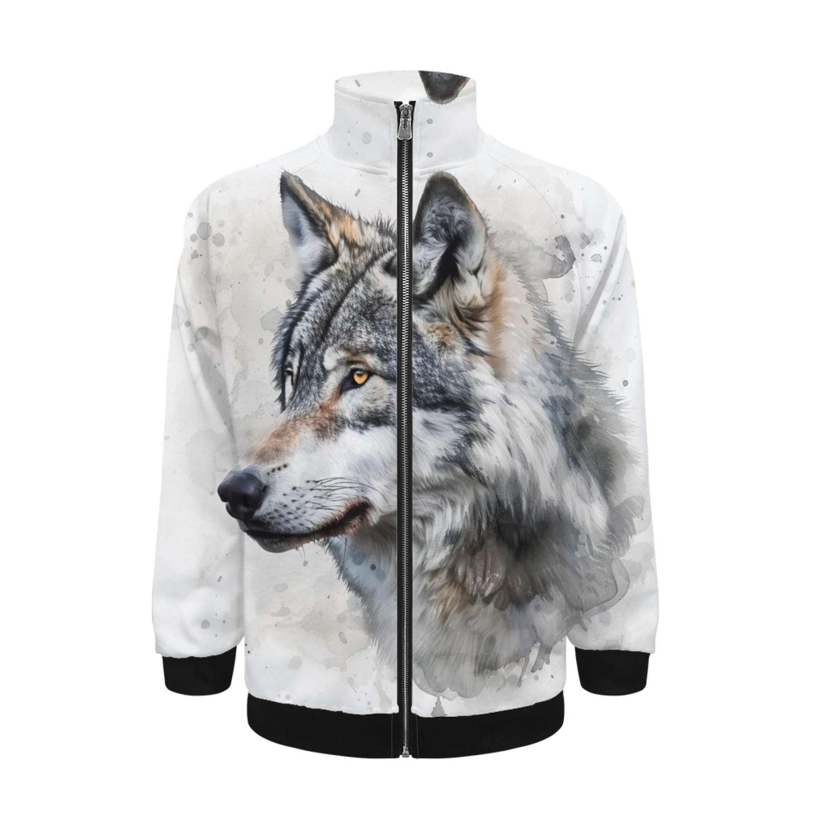 Watercolor Wolf Portrait Jacket Men's Street Cool Long Sleeves Coat ...