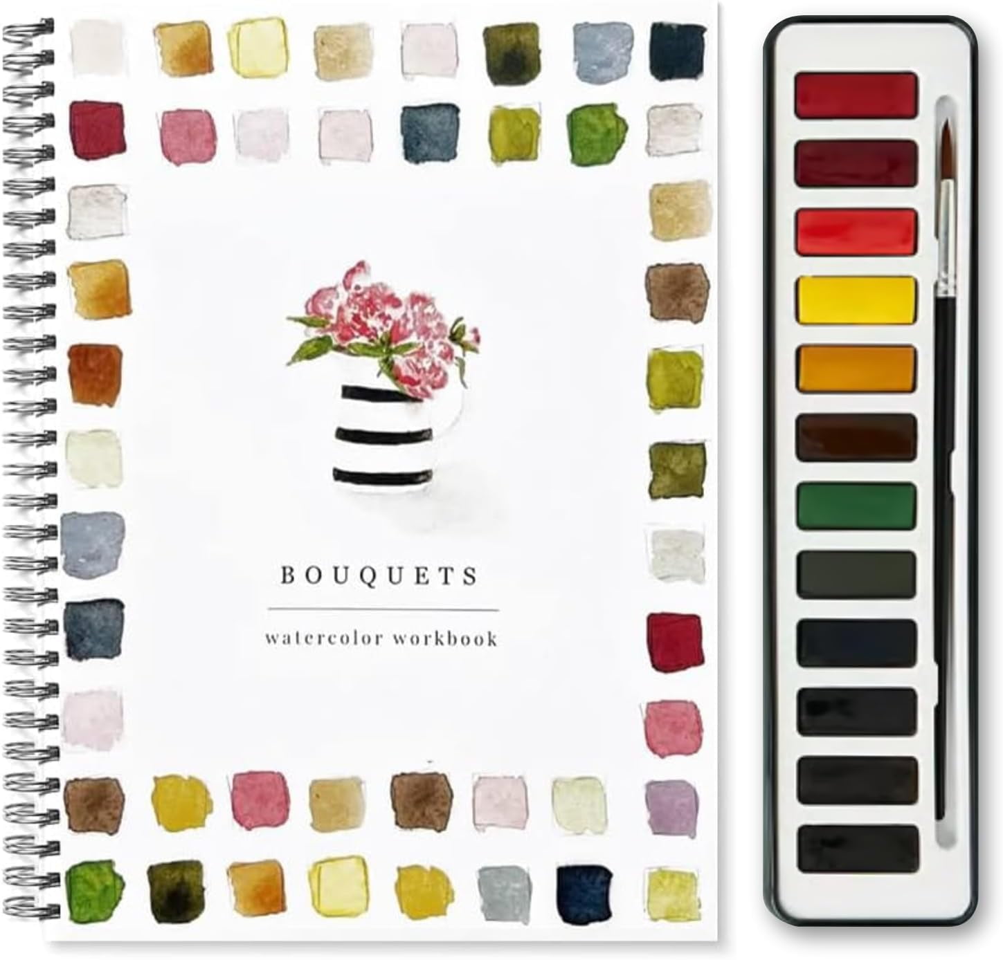 Watercolor Workbook， Beginner-Friendly Bouquts Watercolor Workbooks, 12 ...