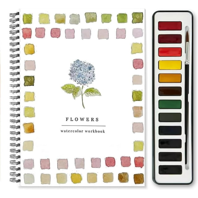 Watercolor Workbook， Beginner-Friendly Flowers Watercolor Workbooks, 12 ...