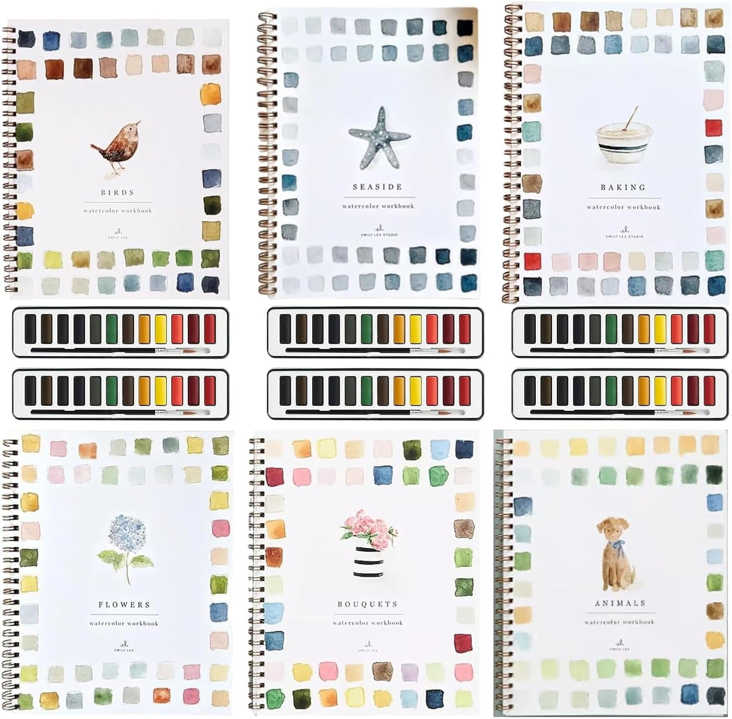 Watercolor Workbook, Beginner-Friendly Watercolor Paint Book, 12 Colors ...