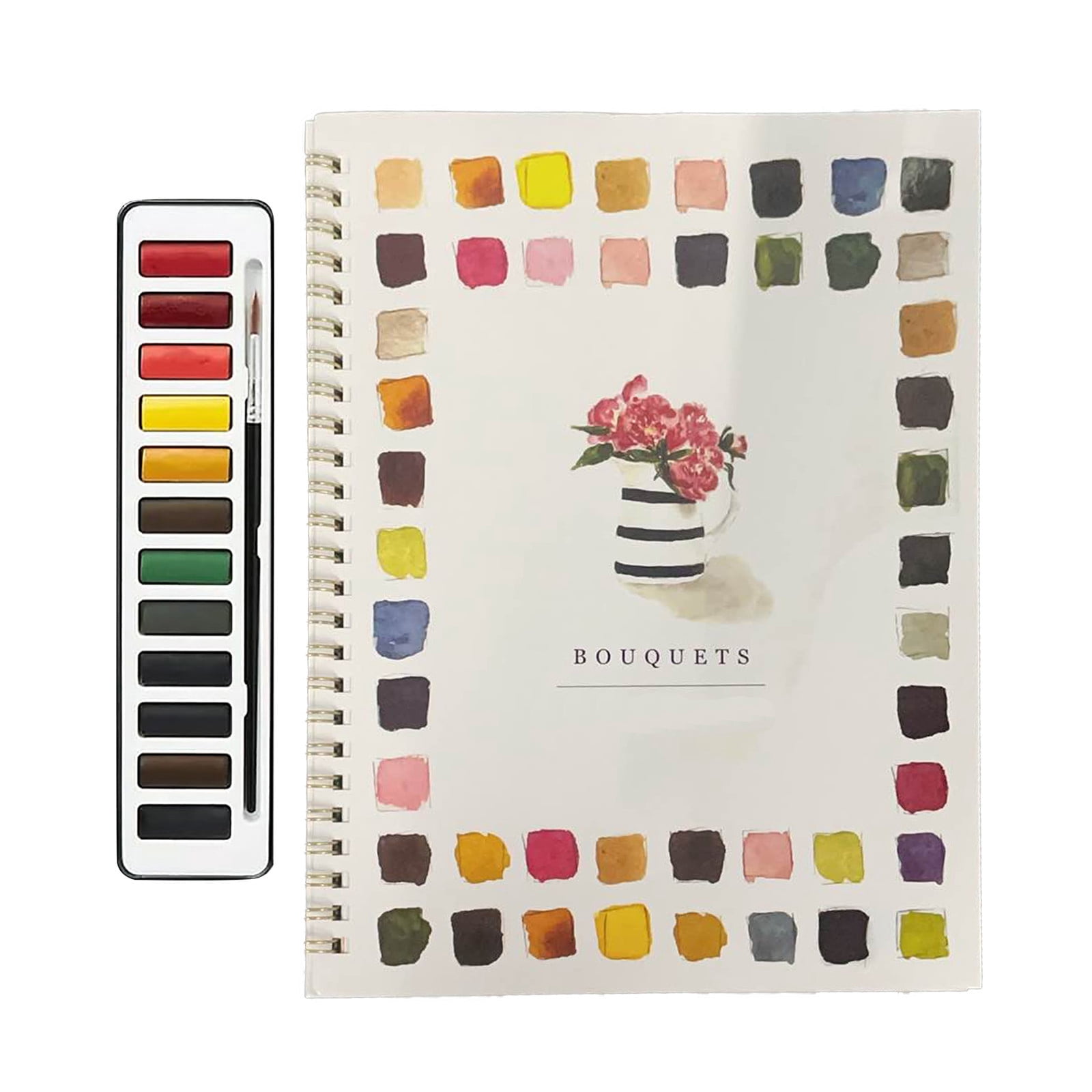 Watercolor Workbook, Beginner-Friendly Watercolor Paint Book, 12 Colors ...