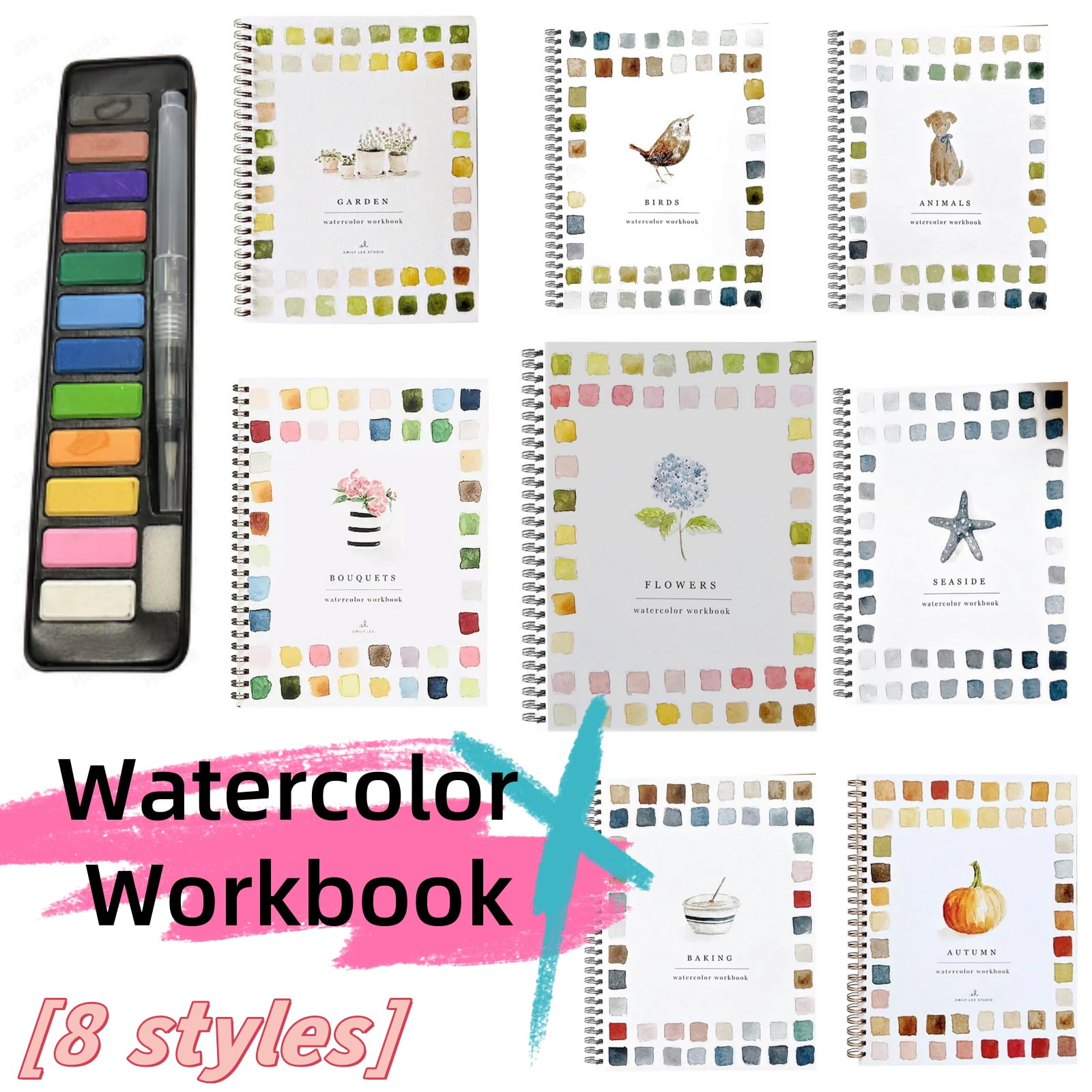 Watercolor Workbook for Kids, 12 Colors Watercolor Paint Set with Brush ...