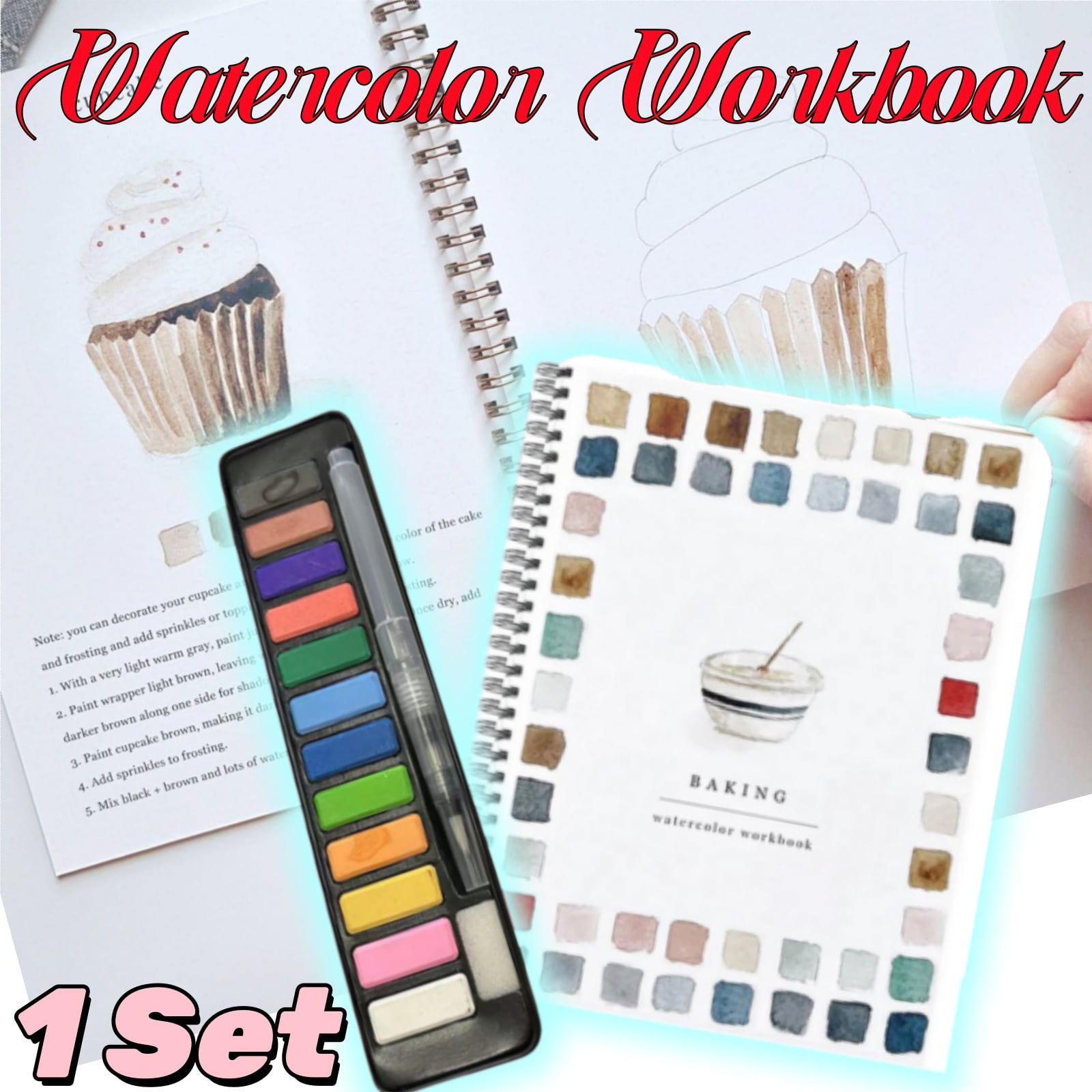 Watercolor Workbook for Kids and Adults, 12 Colors Watercolor Paint Set ...