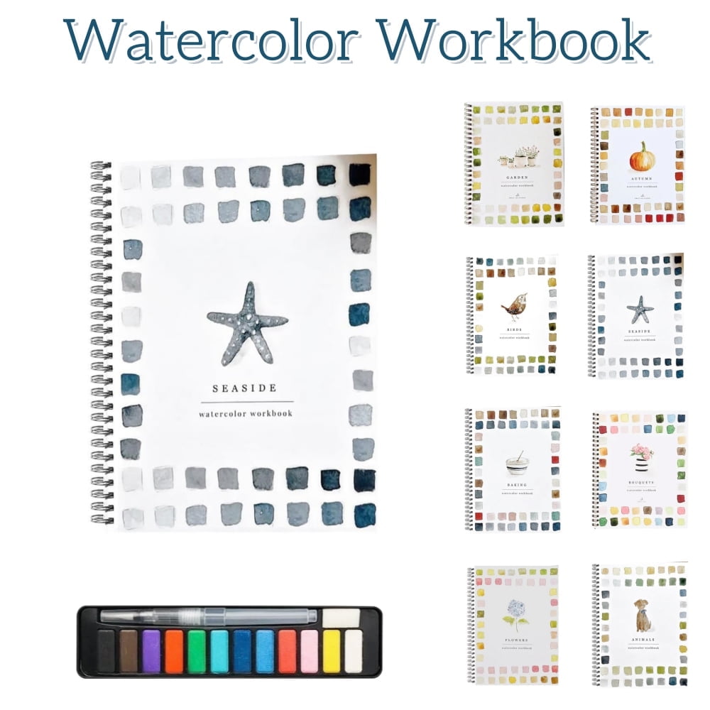 Watercolor Workbook,Lex Watercolor Workbook,Beginner-Friendly Seaside Watercolor Workbooks,12 ...